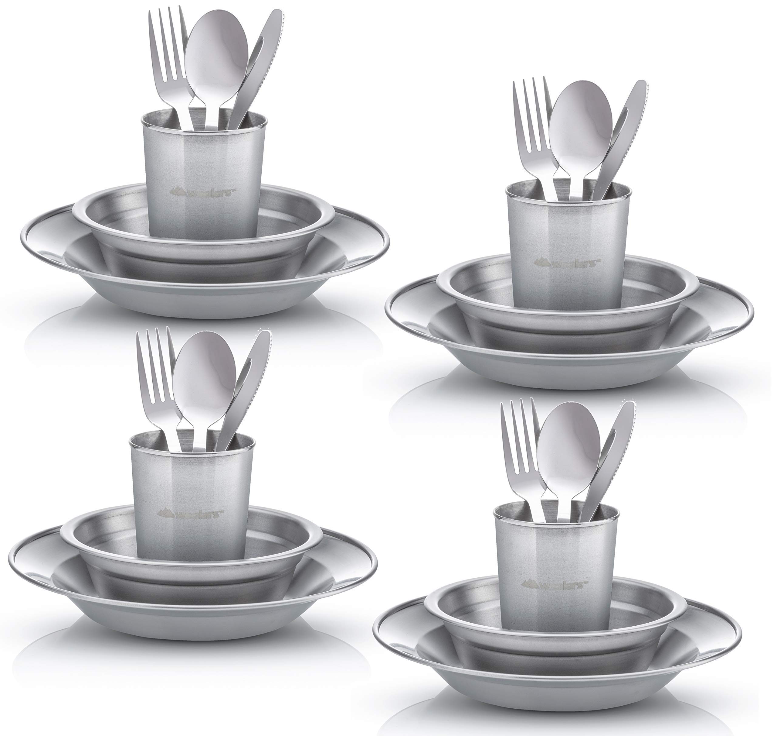 35 Piece Camp Complete Messware Kit Polished Stainless Steel Dishes Set ...