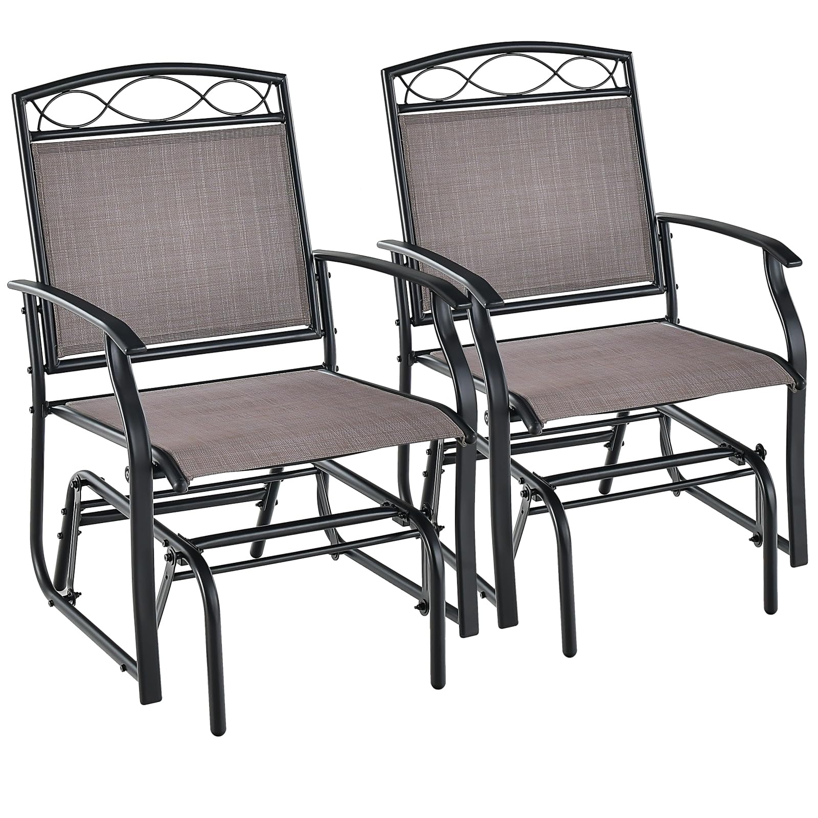 Amazon.com : Tangkula Glider Chairs Set of 2, Outdoor Metal Glider ...