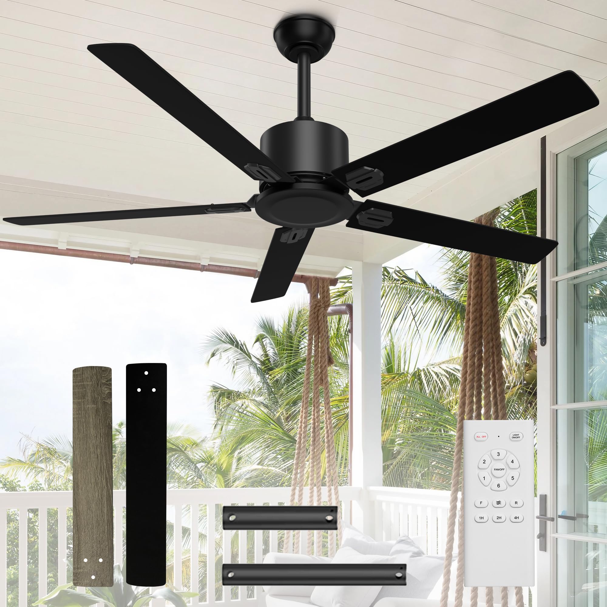 Amazon.com: Ceiling Fan with Remote Control, Ceiling Fans 52" Outdoor ...