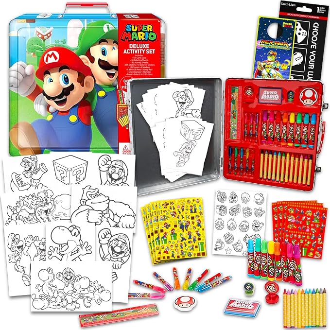 Amazon.com: Super Mario Coloring Activity Kit - Bundle with Coloring ...