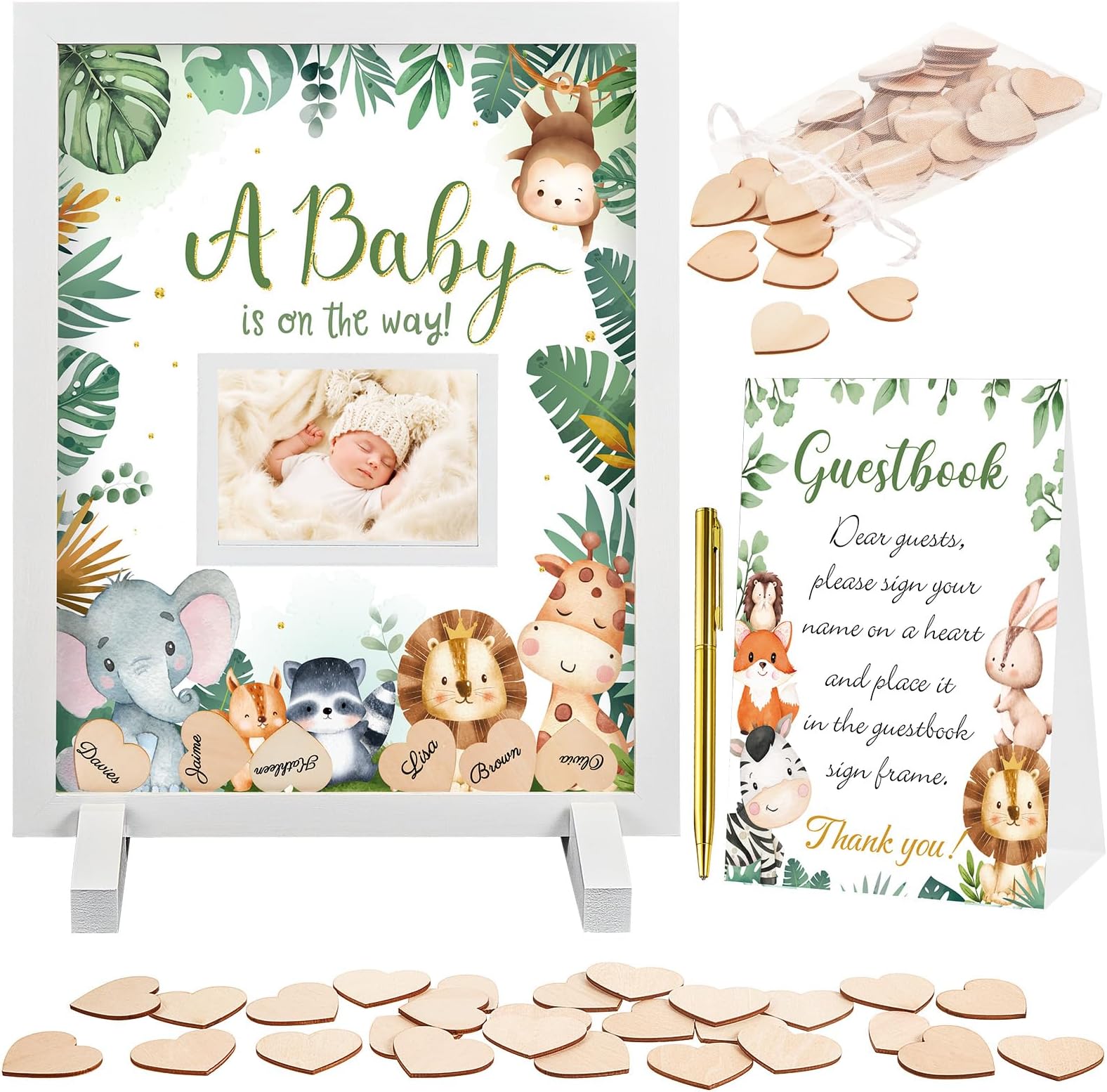 Amazon.com: Beeveer 65 Pcs Baby Shower Guest Book He or She Gender ...