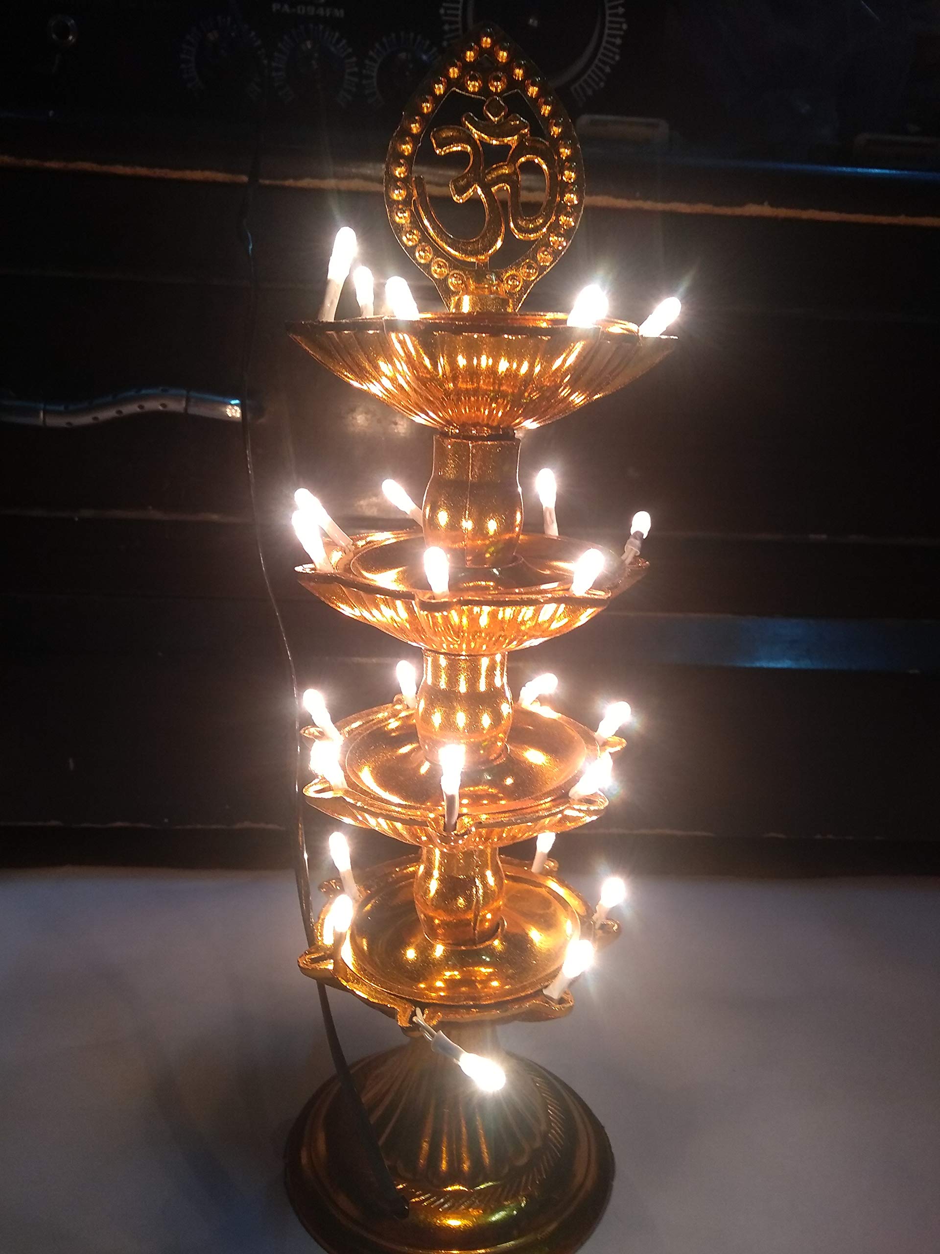 Buy ri Gold Color 4 Layer Electric Gold Diya with Rice Light Lamp. Deep ...
