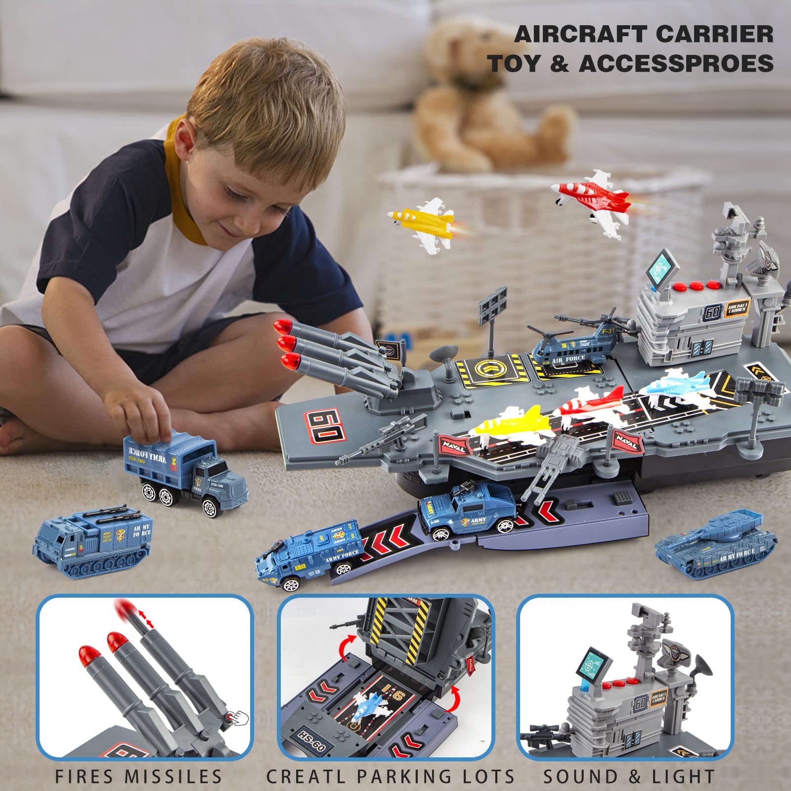 Snapklik.com : Aircraft Carrier Toy For Boys,Military Naval Ship Play Set