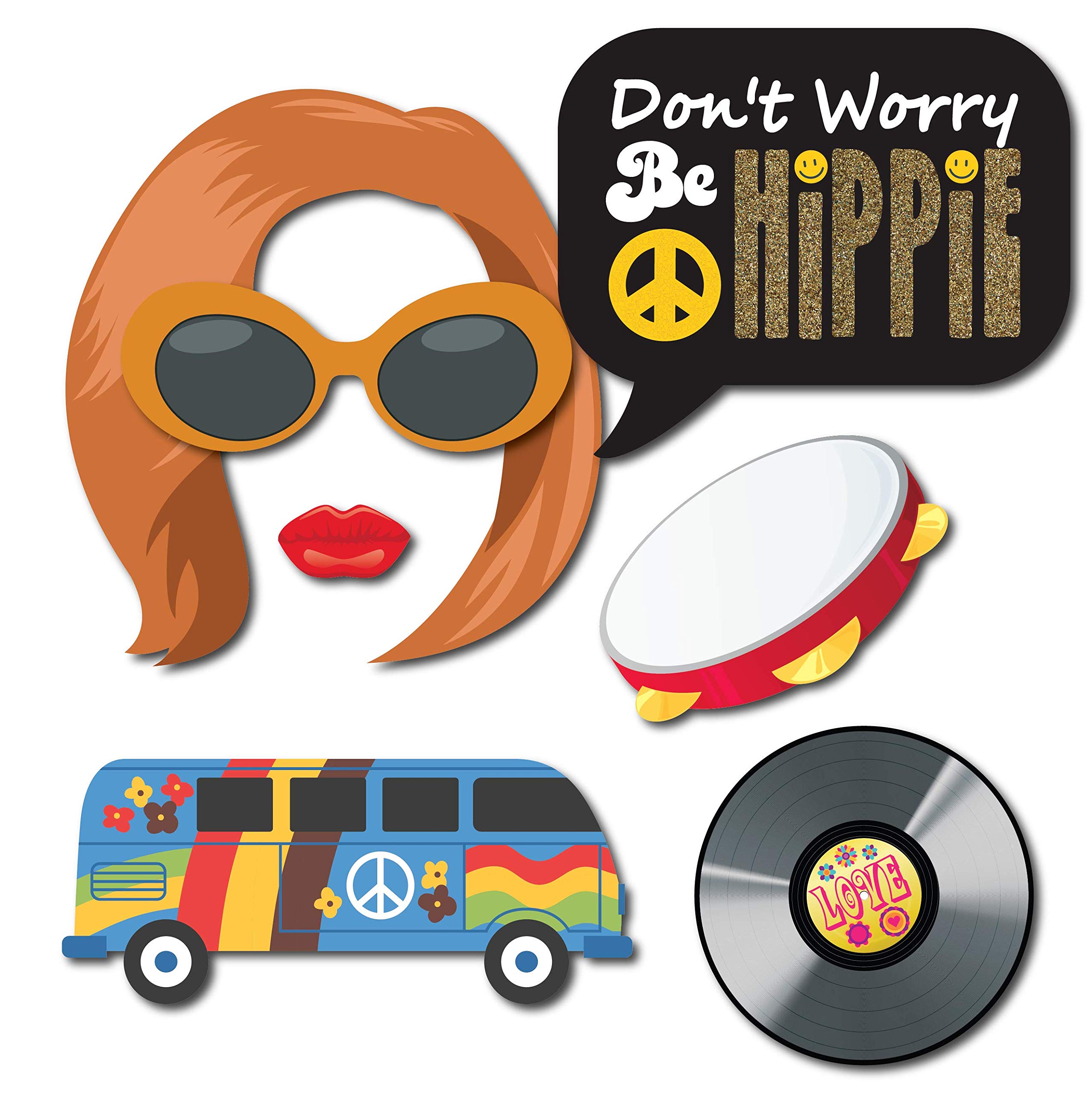 Buy 60s Photo Booth Props - 41-pc Photo Booth Kit with 8 x 10-Inch Sign ...