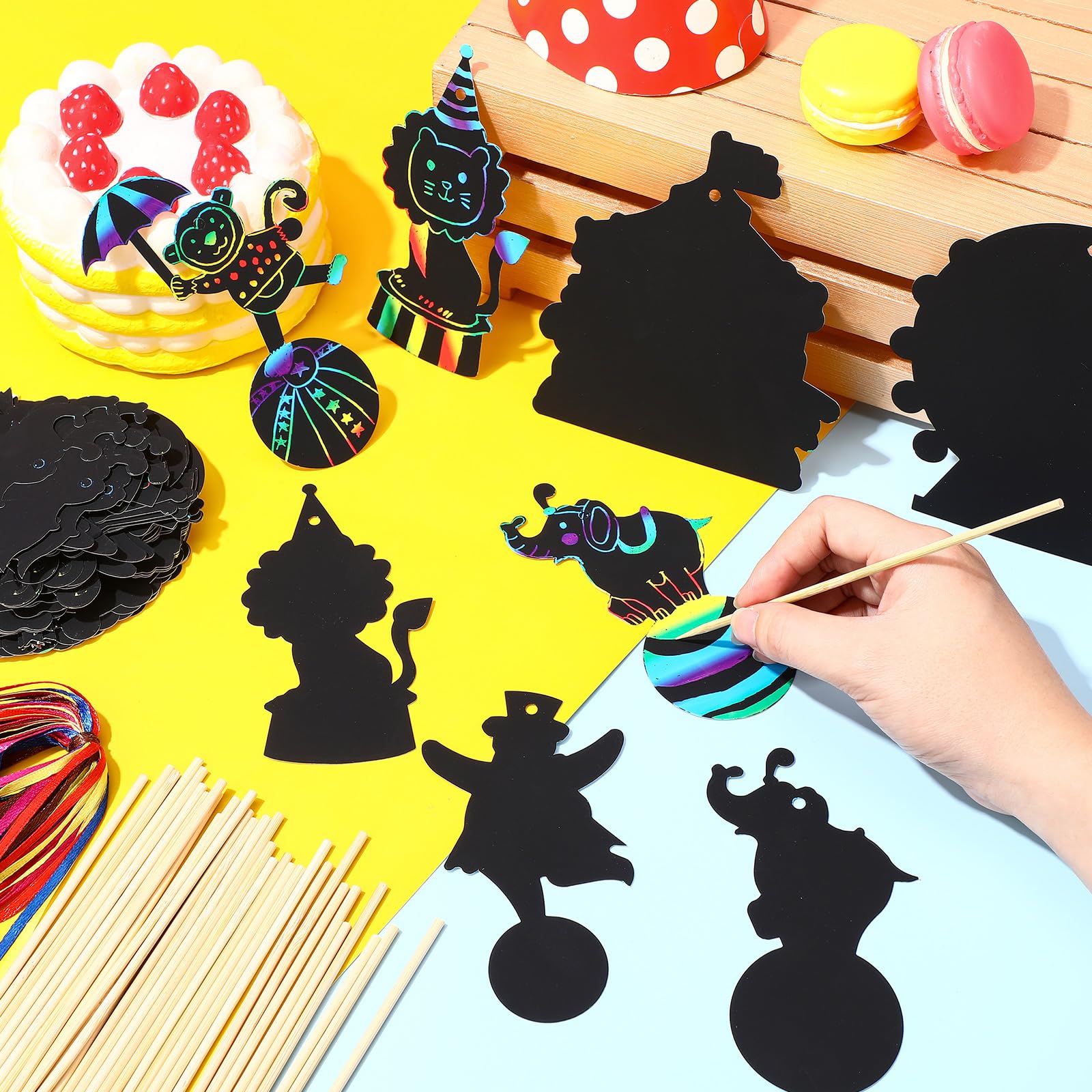 Snapklik.com : RoundFunny 80 Pcs Carnival Cutouts Scratch Cards Circus ...
