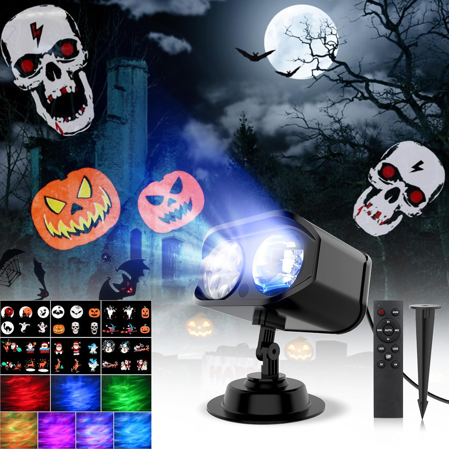 Halloween Christmas Projector Lights with 36 Moving Patterns, 2-in-1 ...