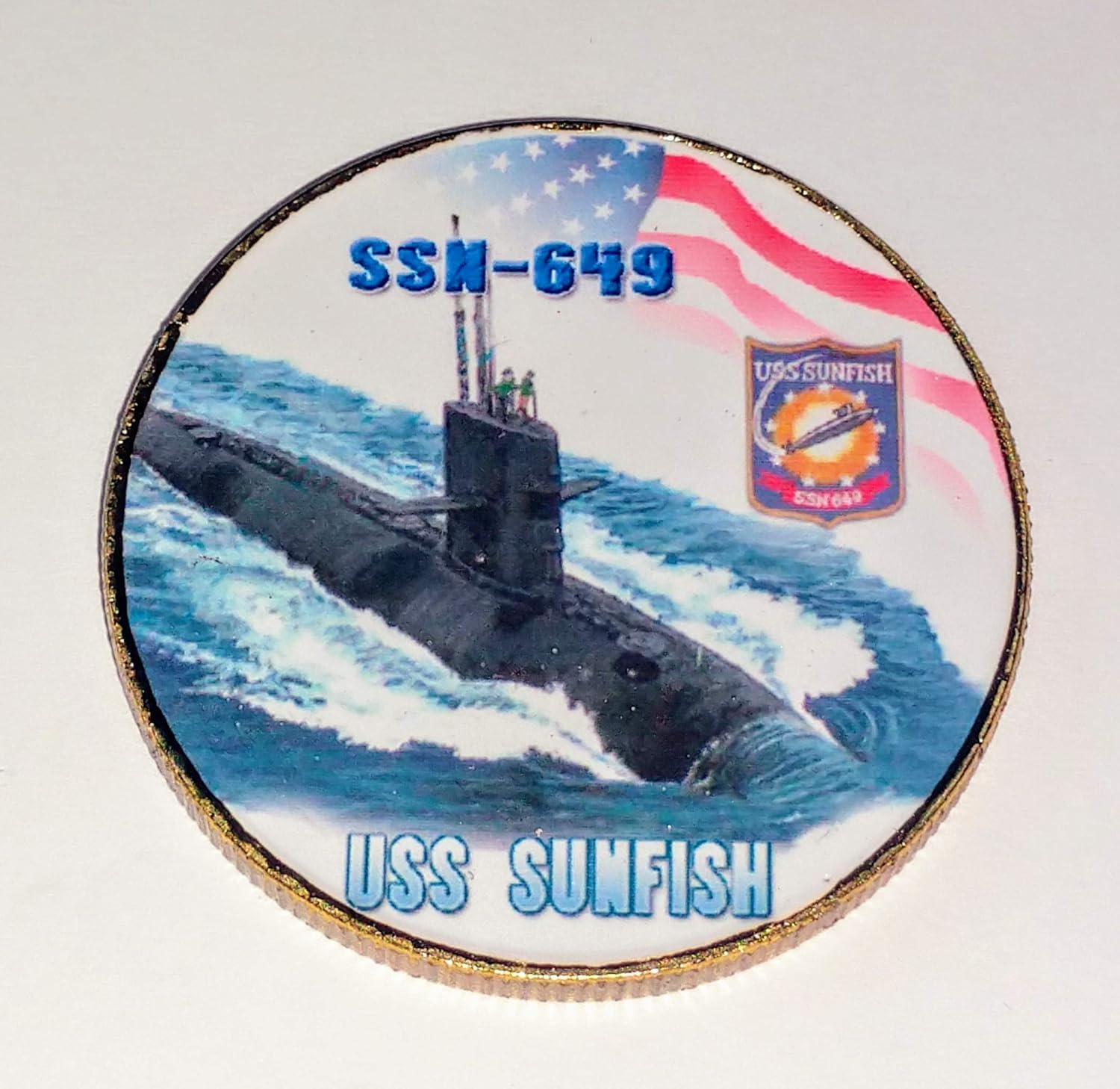 Amazon.com: Navy USS Sunfish Submarine Colorized Challenge Art Coin ...