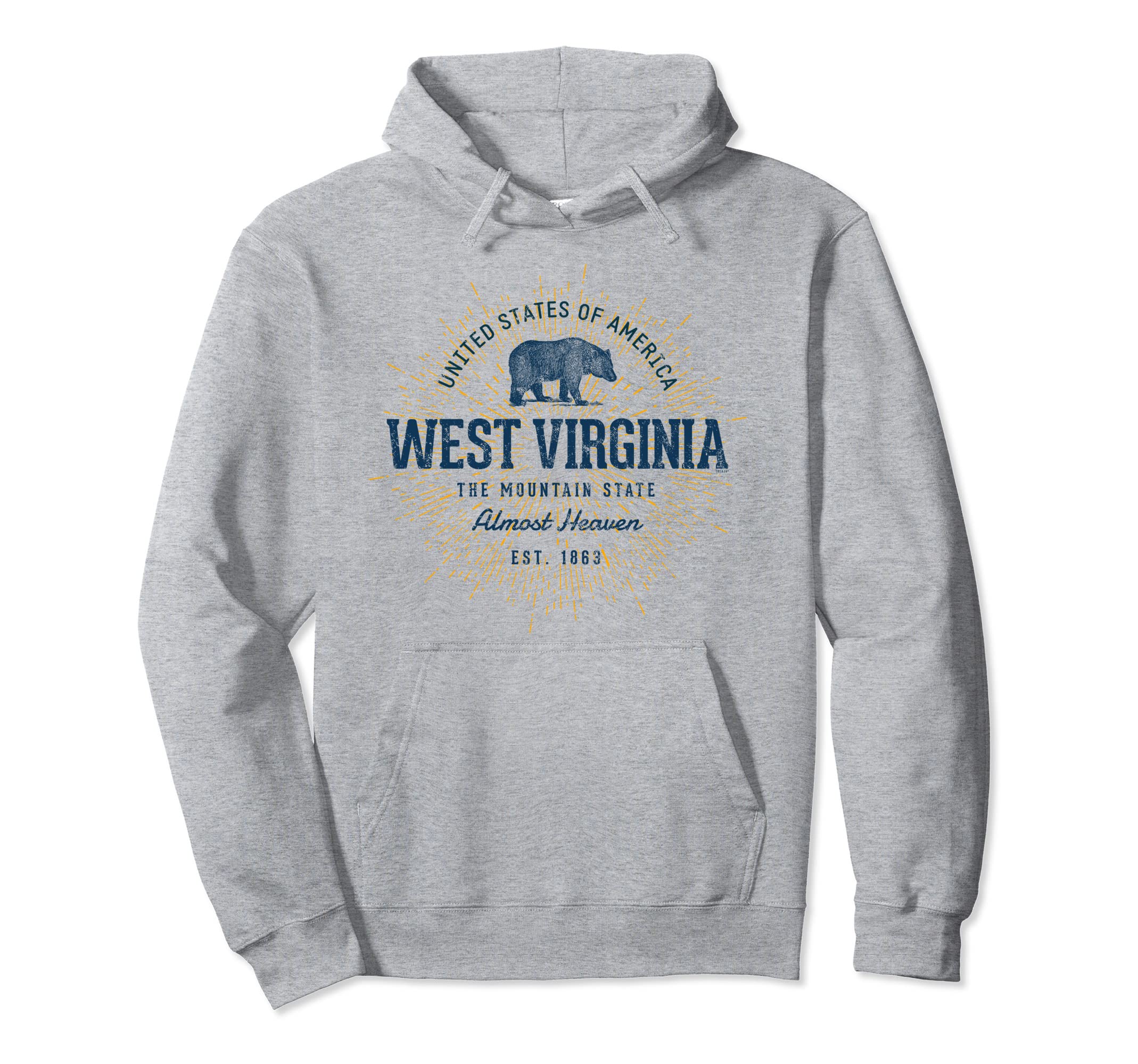Amazon.com: Retro Vintage State of West Virginia Pullover Hoodie ...