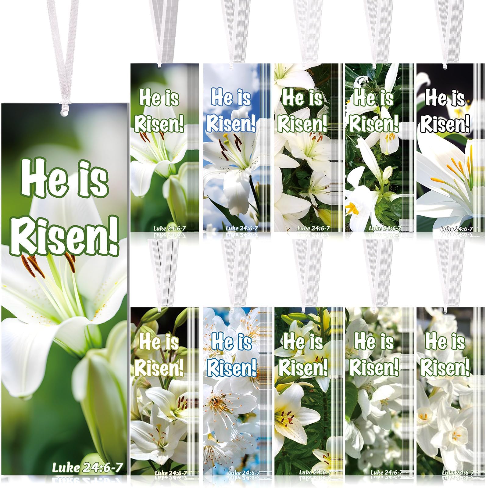 Amazon.com: He is Risen White Easter Lilly Religious Bible Verse Easter ...