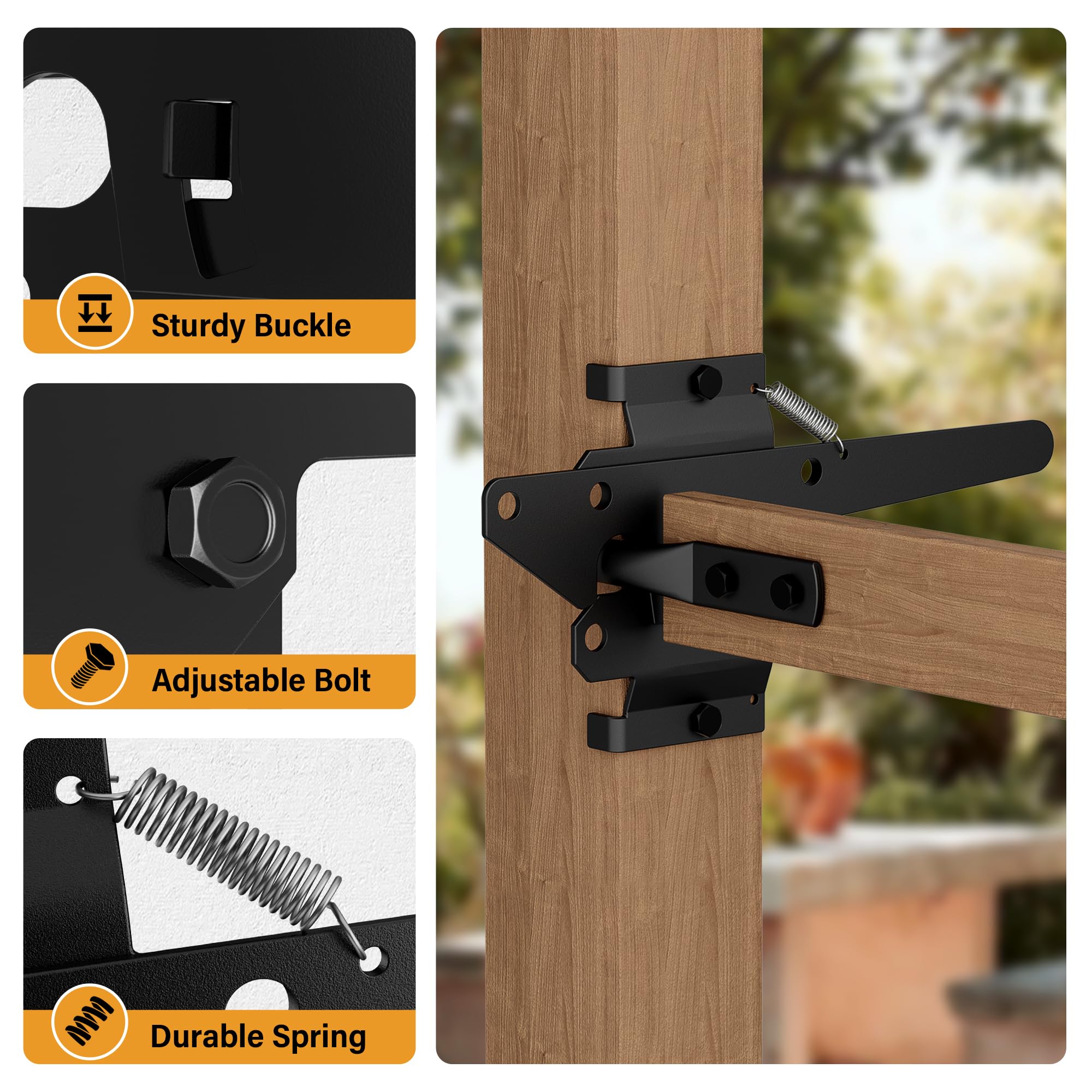 Snapklik.com : WINSOON Rustic Black Steel Wood Gate Hardware Set, 8 ...