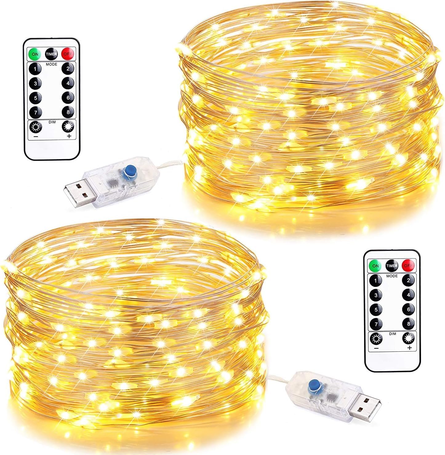 Globe String Lights 50LED with Remote Timer,120CM/40FT USB Plug Play ...