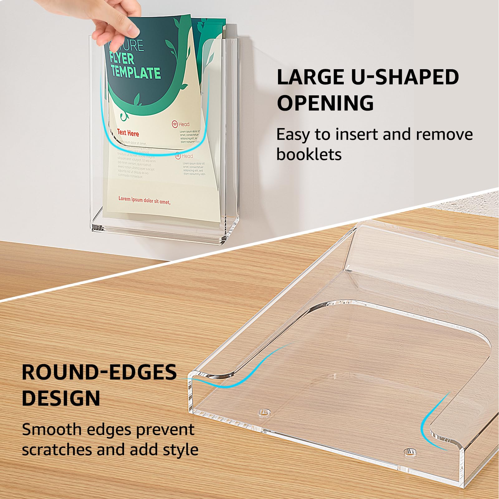 Snapklik.com : Acrylic Brochure Holder Wall Mount 8.5 X 11, Clear Wall ...