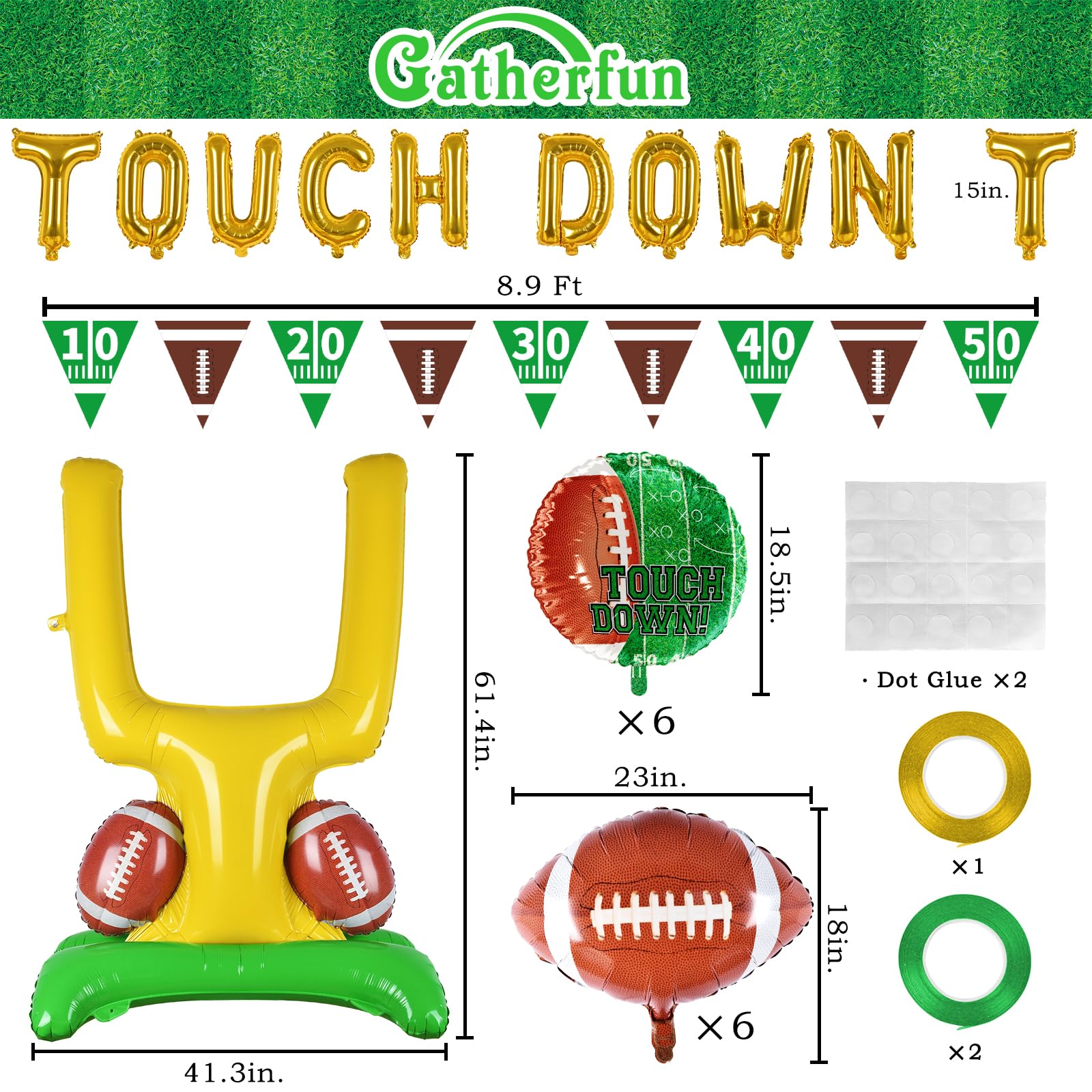 Snapklik.com : Football Party Supplies Kit - Touchdown Letter Balloon ...