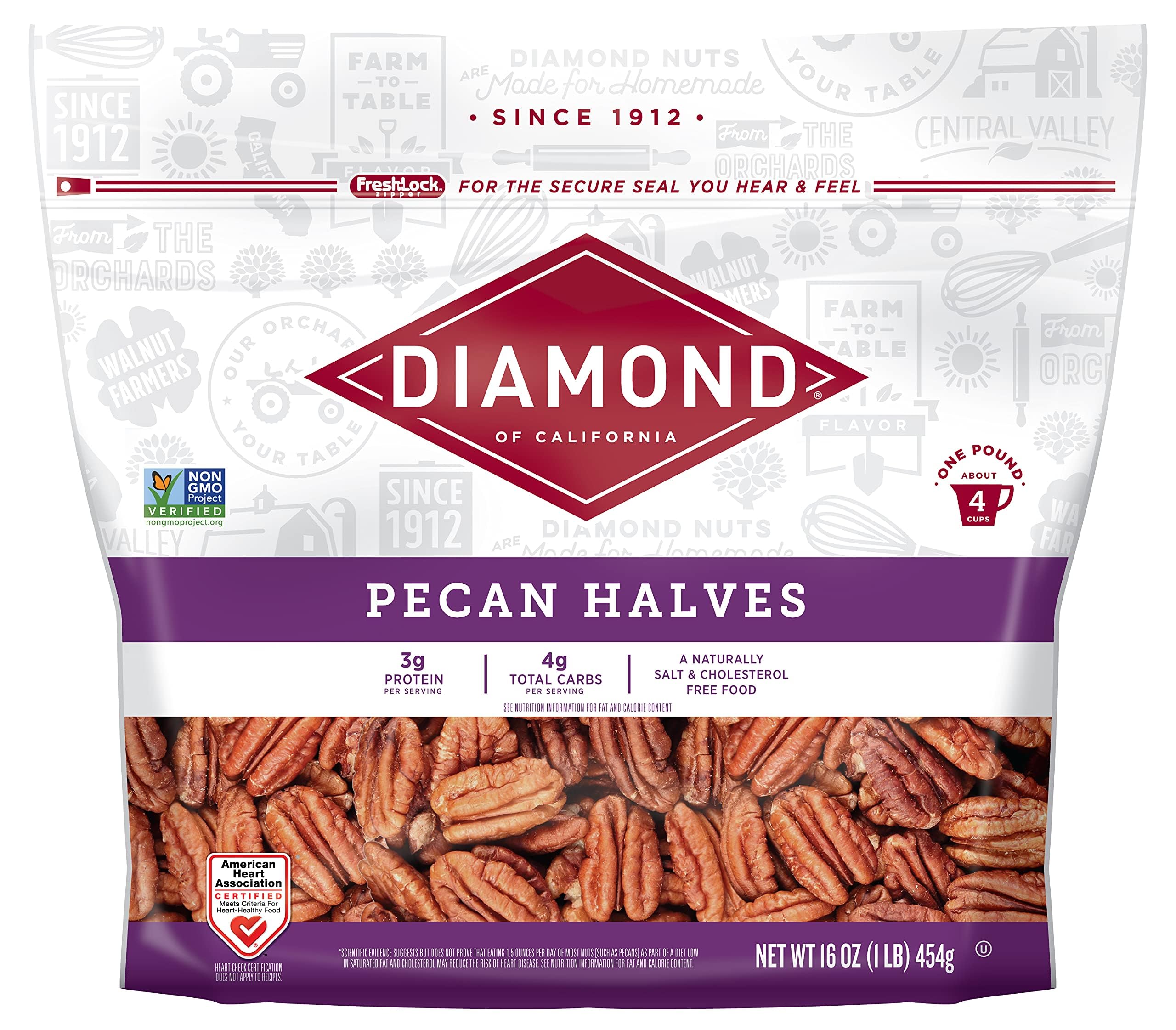 Snapklik.com : Diamond Of California Pecans Halves, 16 Oz