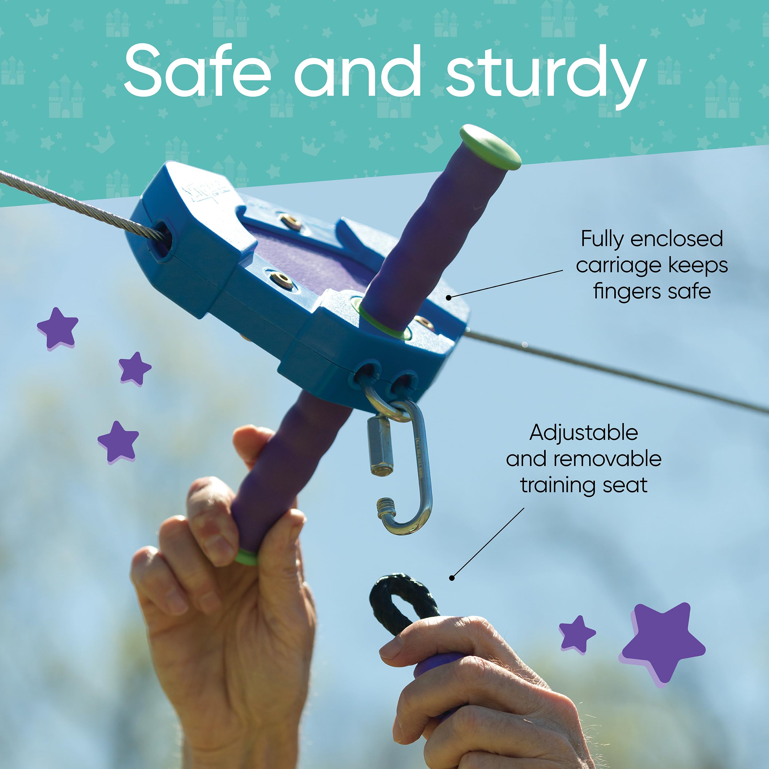 Snapklik.com : HearthSong 150-Foot Galvanized Steel Backyard Zipline Kit