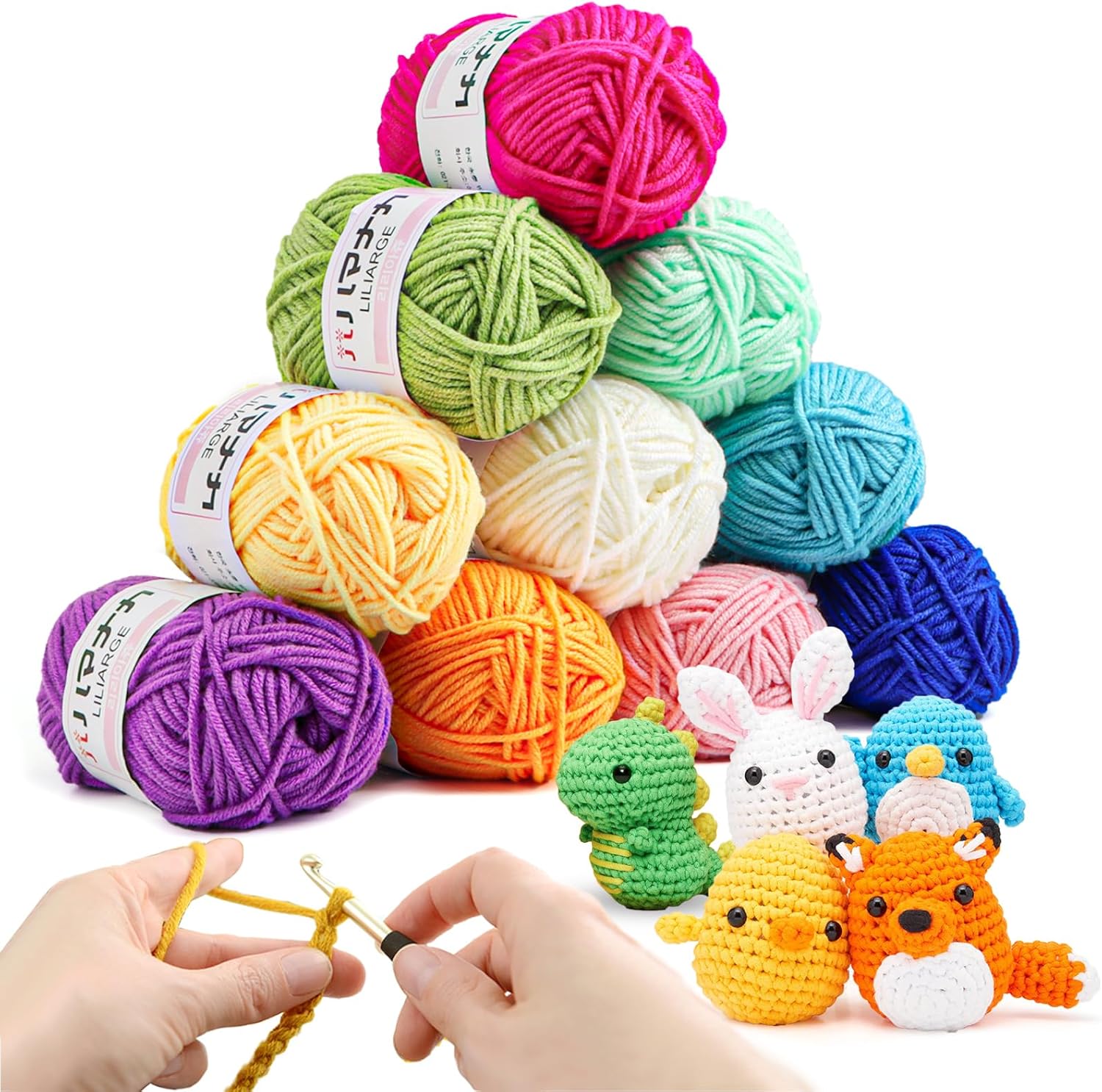 Crochet Yarn Acrylic Yarn Knitting Wool 10Pcs x 25g Crochet Wool 70M ...
