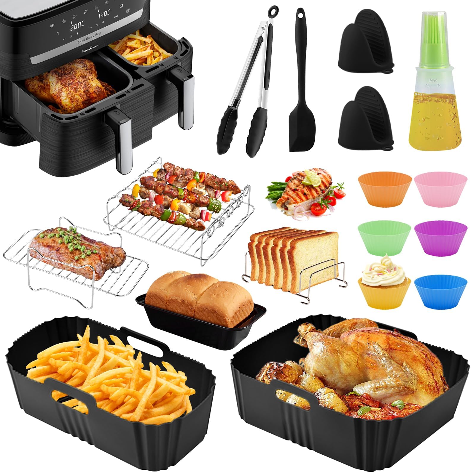 Accessoires Air Fryer pour Moulinex Easy Fry Dual 8,3L(5,2/3,1L), Moule ...