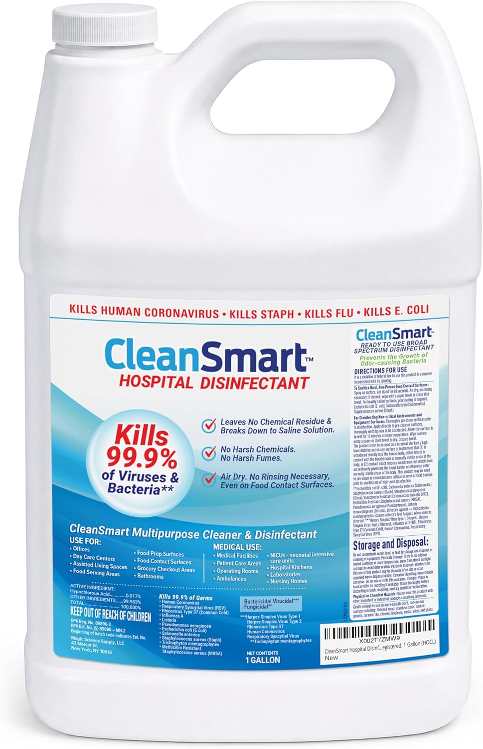 Amazon.com: CleanSmart Hospital Disinfectant, Kills 99.9% of Viruses ...