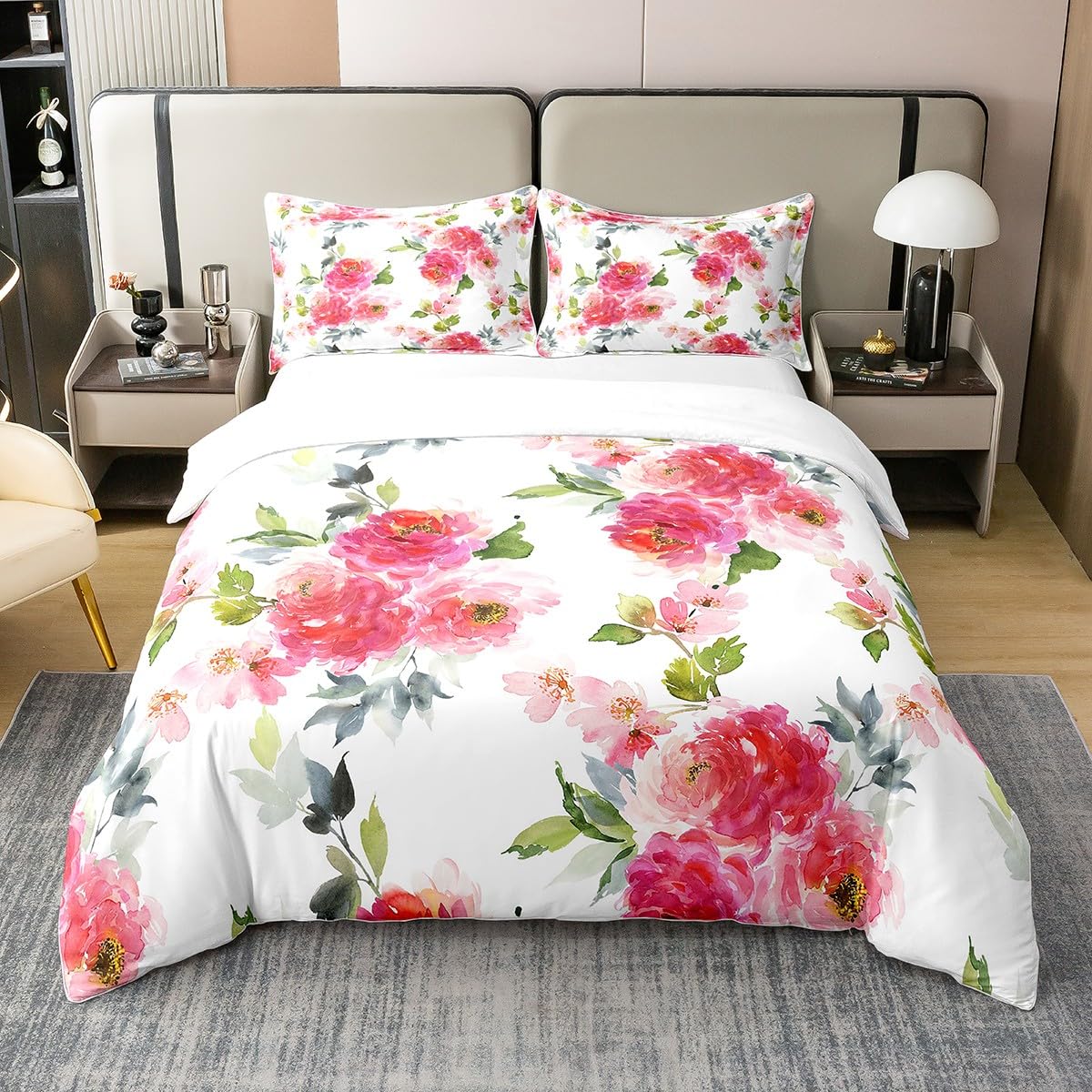 Amazon.com: Erosebridal 100% Cotton Floral Bedding Set Full, Watercolor ...