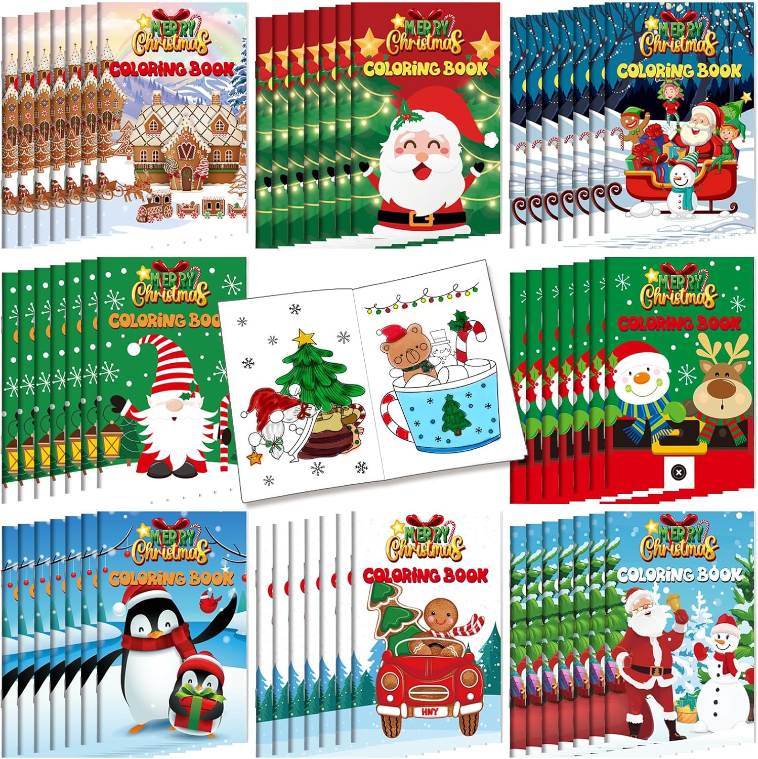 Amazon.com: Cholemy 60 Pcs Christmas Coloring Books Bulk Mini Coloring ...