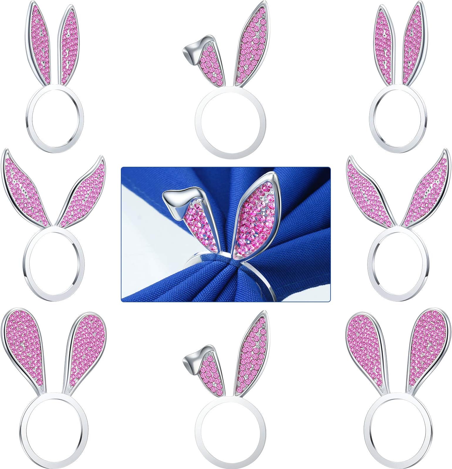 Amazon.com: 8 Pieces Wooden Easter Bunny Rabbit Napkin Rings Wooden ...