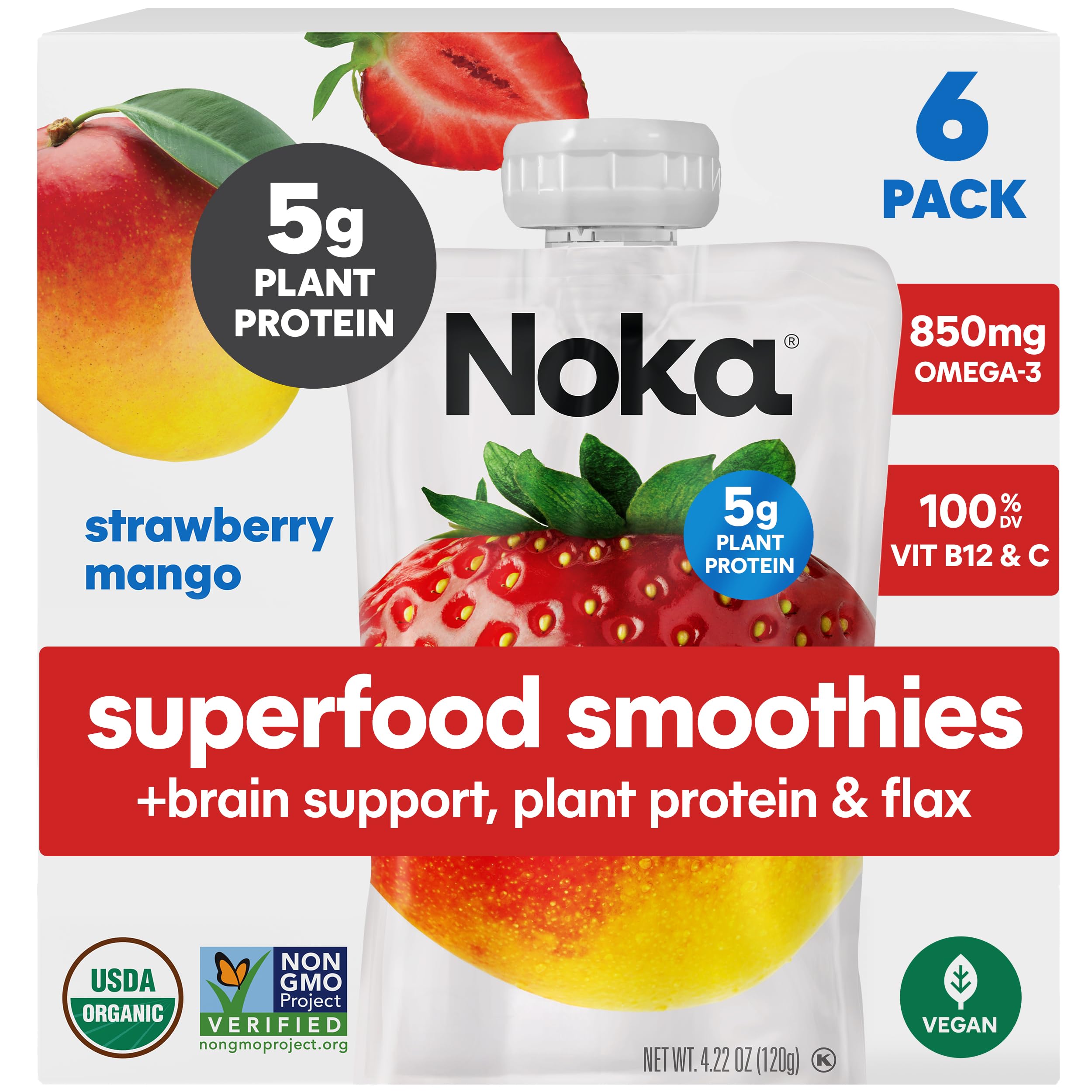 Snapklik.com : Noka Superfood Fruit Smoothie Pouches, Strawberry Mango