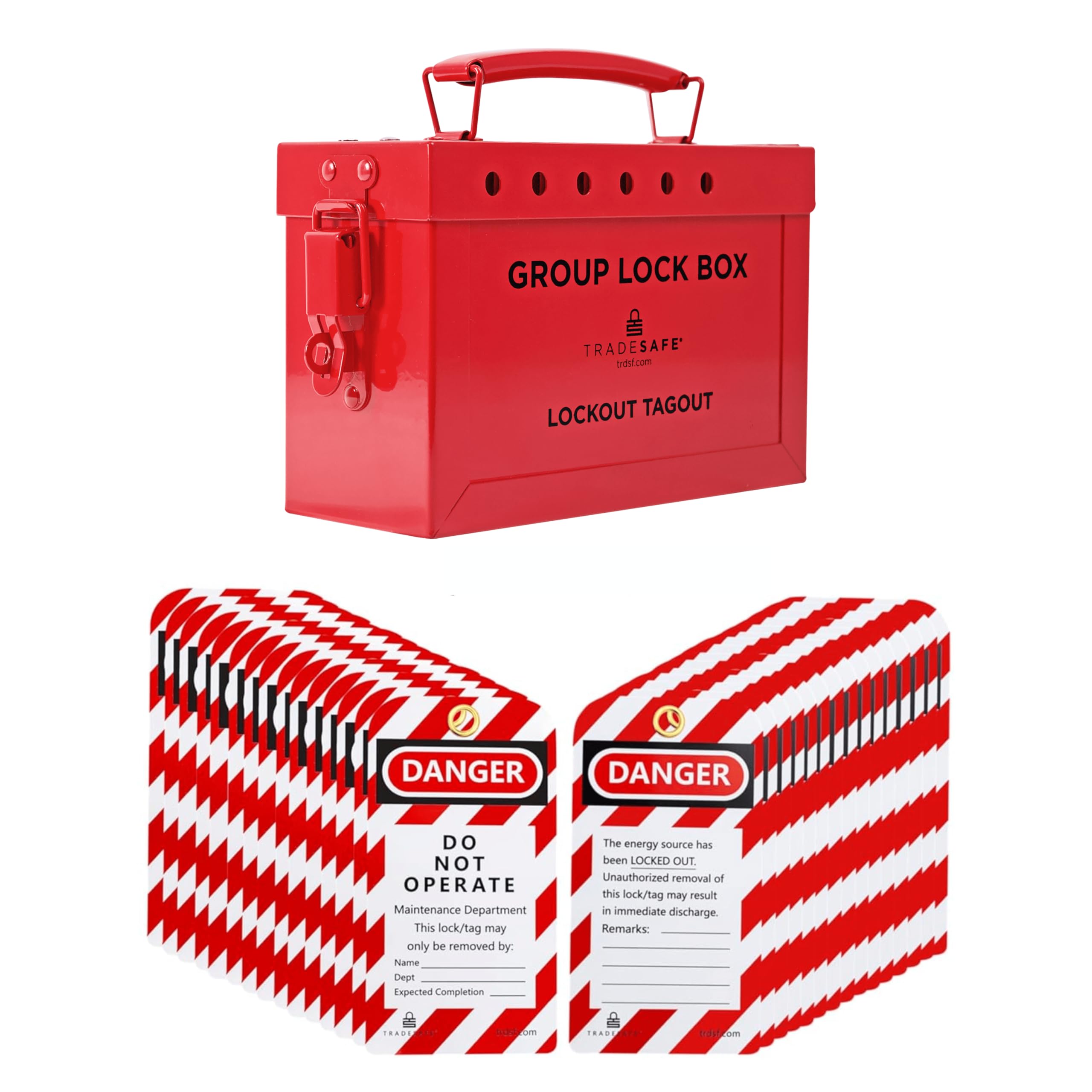 TRADESAFE Lockout Tagout Group Lock Box & Lockout Tags Bundle - 18 ...