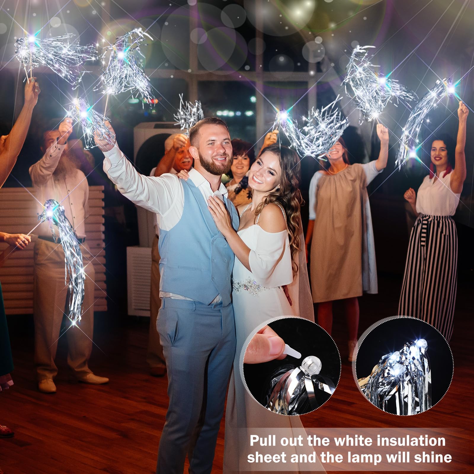 Snapklik.com : Simgoing Lighted Wedding Wands LED Tinsel Wedding Wands ...