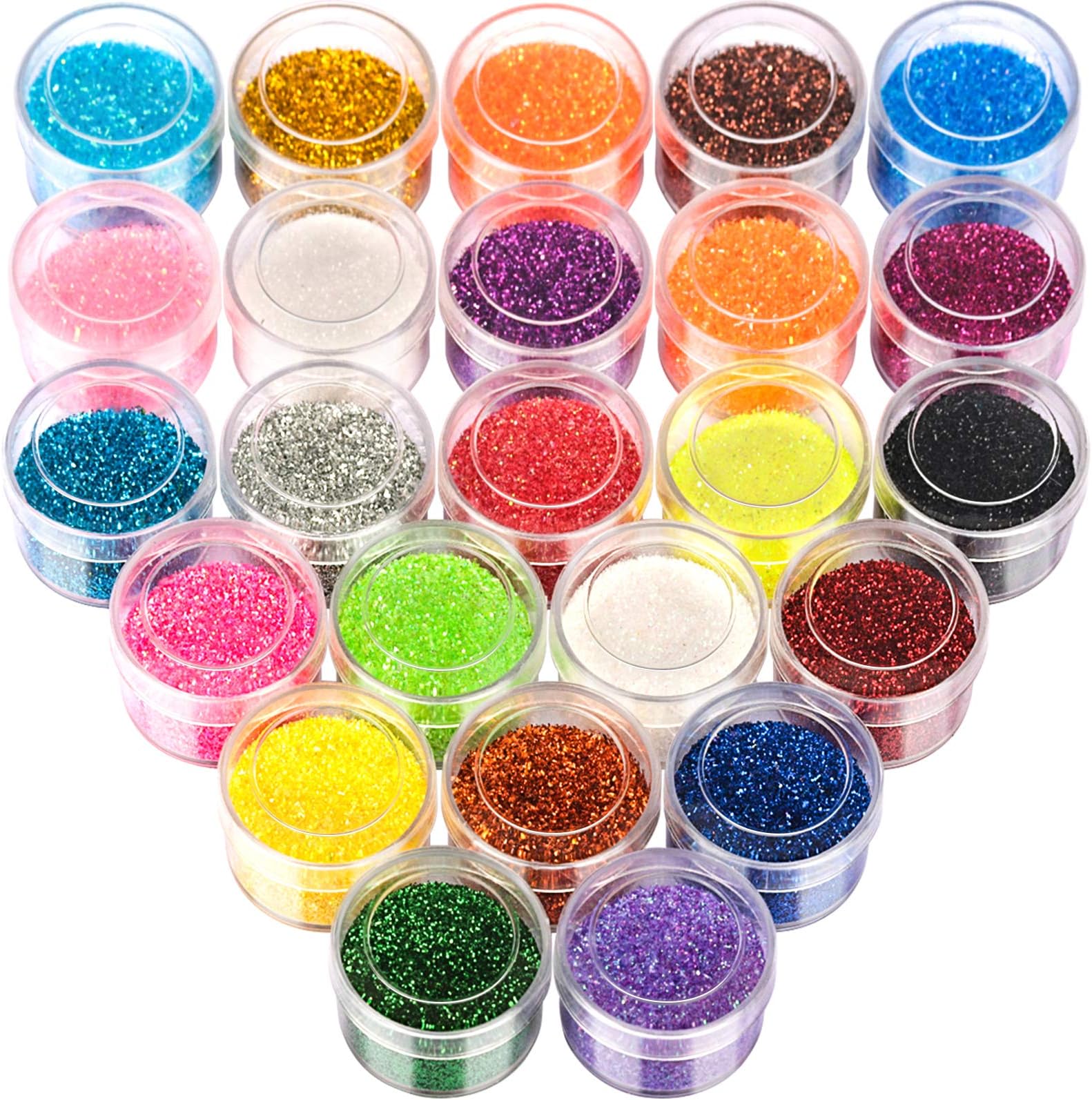 24 Pots Fine Nail Glitter, FANDAMEI Cosmetic Glitter for Face, Eye ...