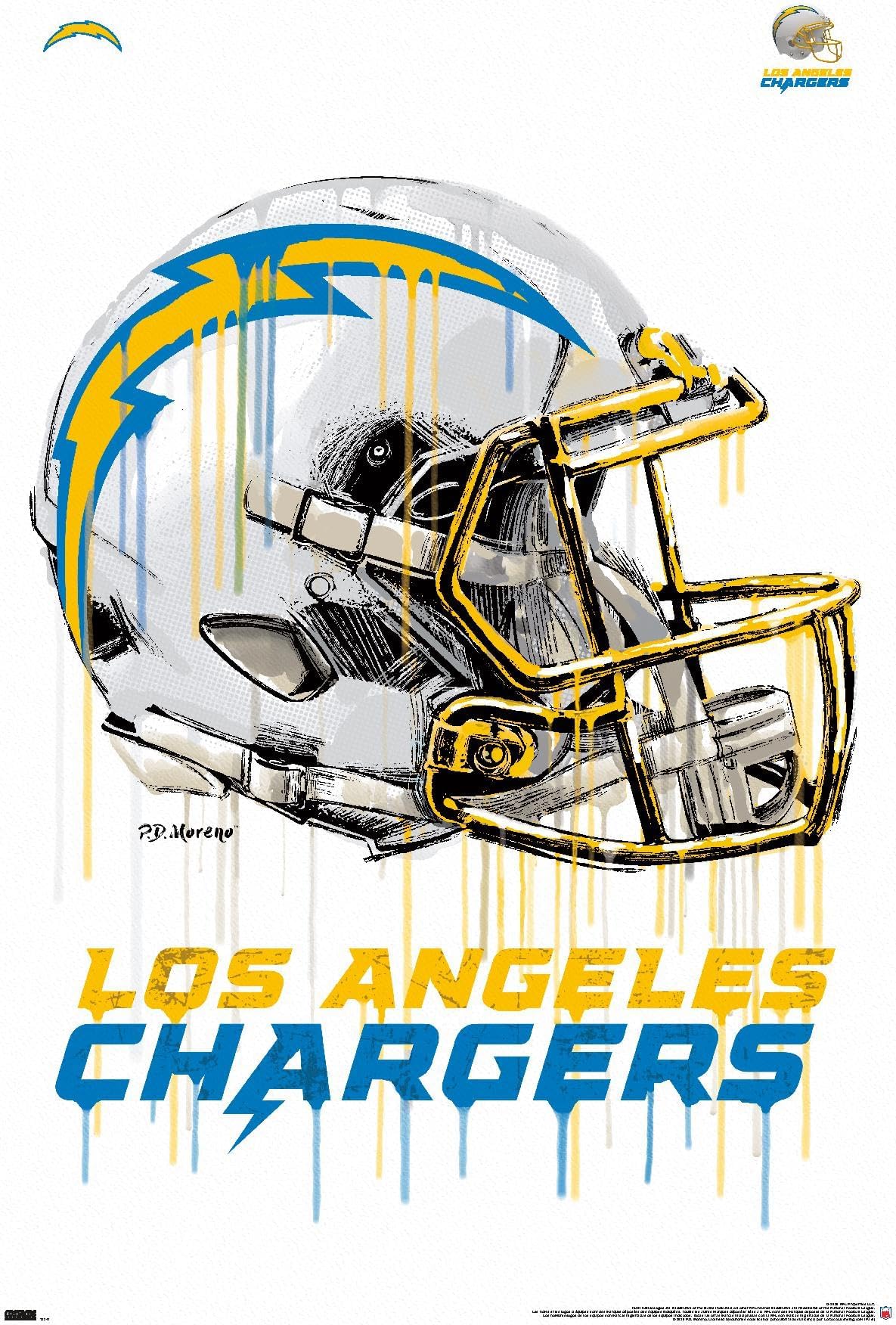 Amazon.com: Trends International NFL Los Angeles Chargers - Neon Helmet ...