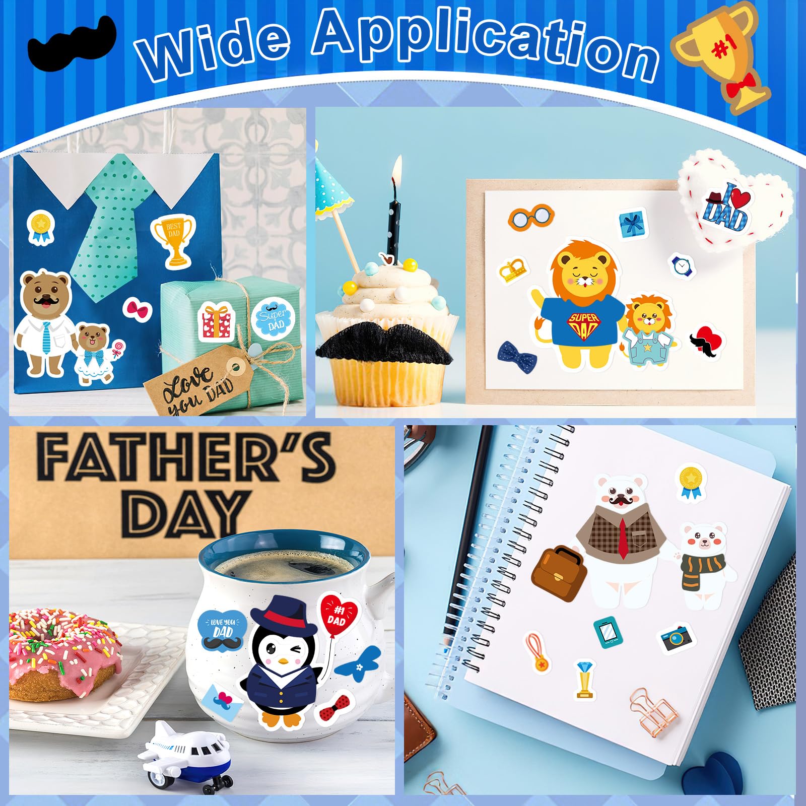 Snapklik.com : 36 Pack Fathers Day Stickers, Happy Fathers Day Stickers ...