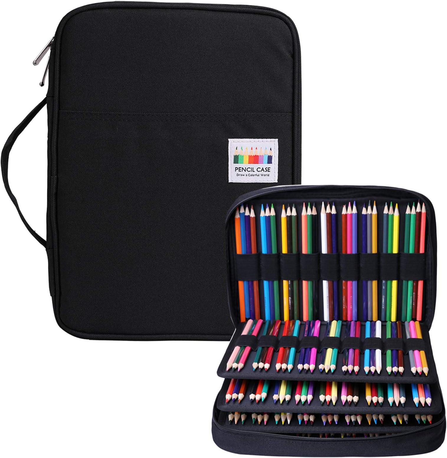 Amazon.com: BTSKY 200 Slots Colored Pencil Organizer - Deluxe PU ...