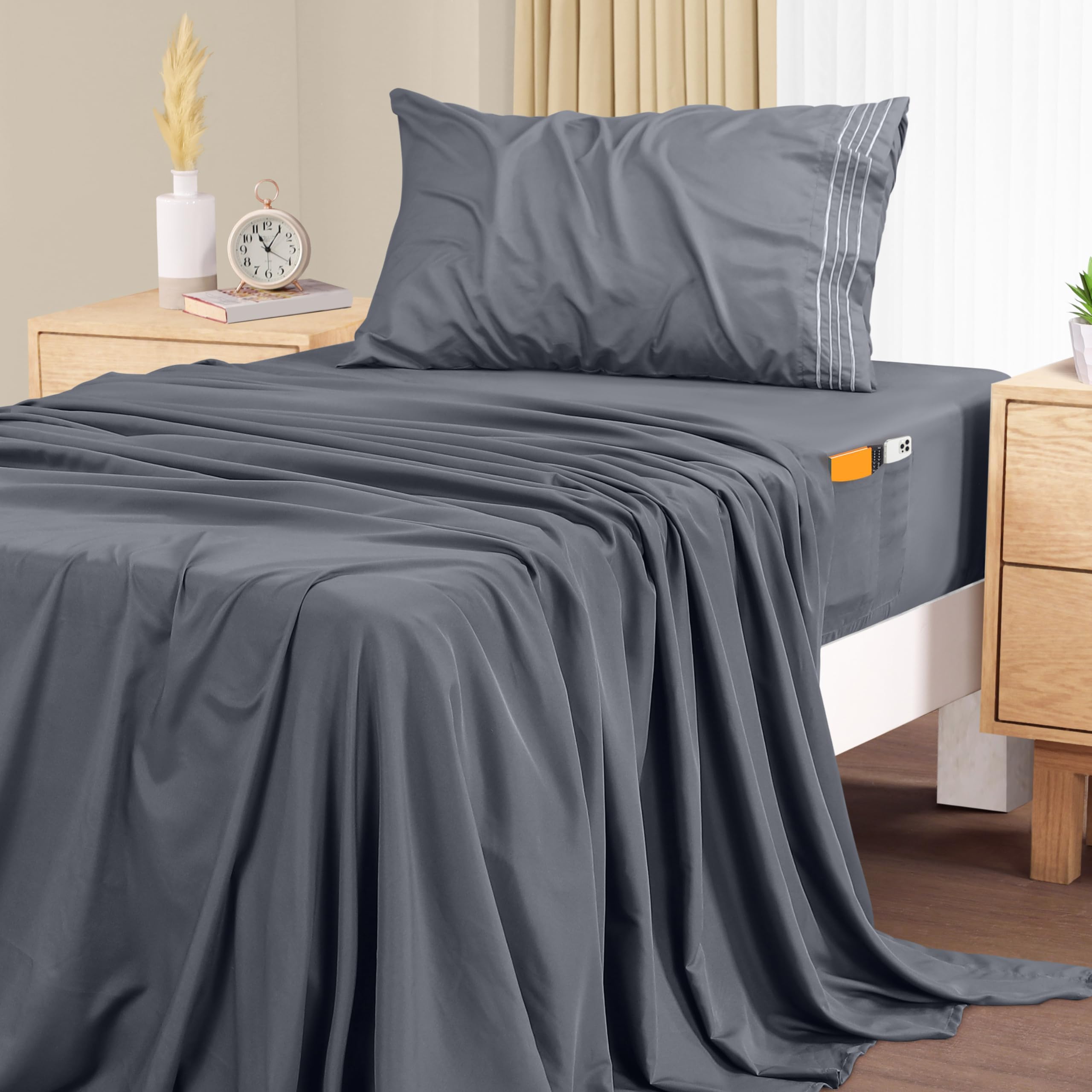 Amazon.com: Chic Home Ashton 3 Piece Sheet Set Super Soft Solid Color ...