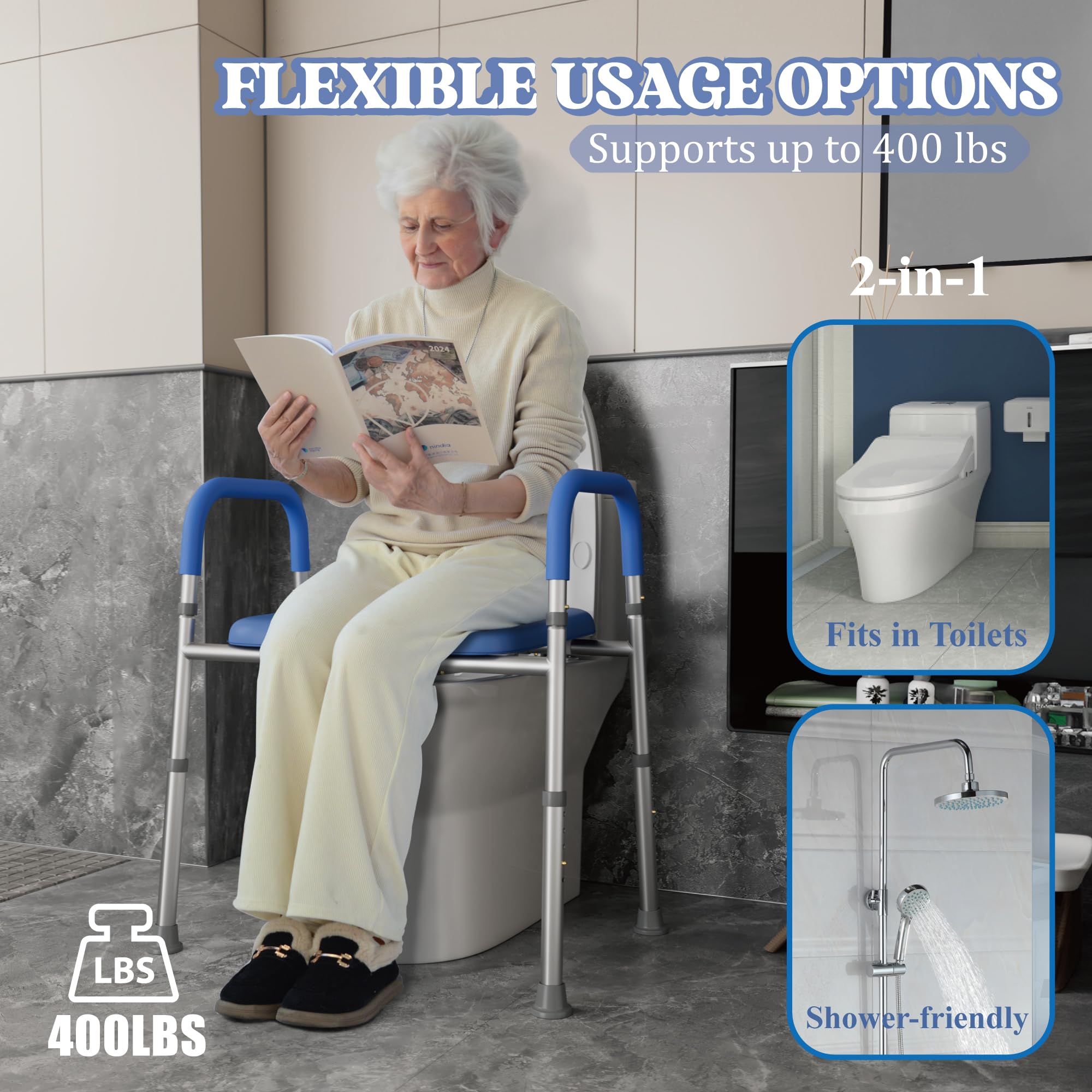 Ravao Raised Toilet Seat with Handles for Elderly Toilet Seat Riser for ...