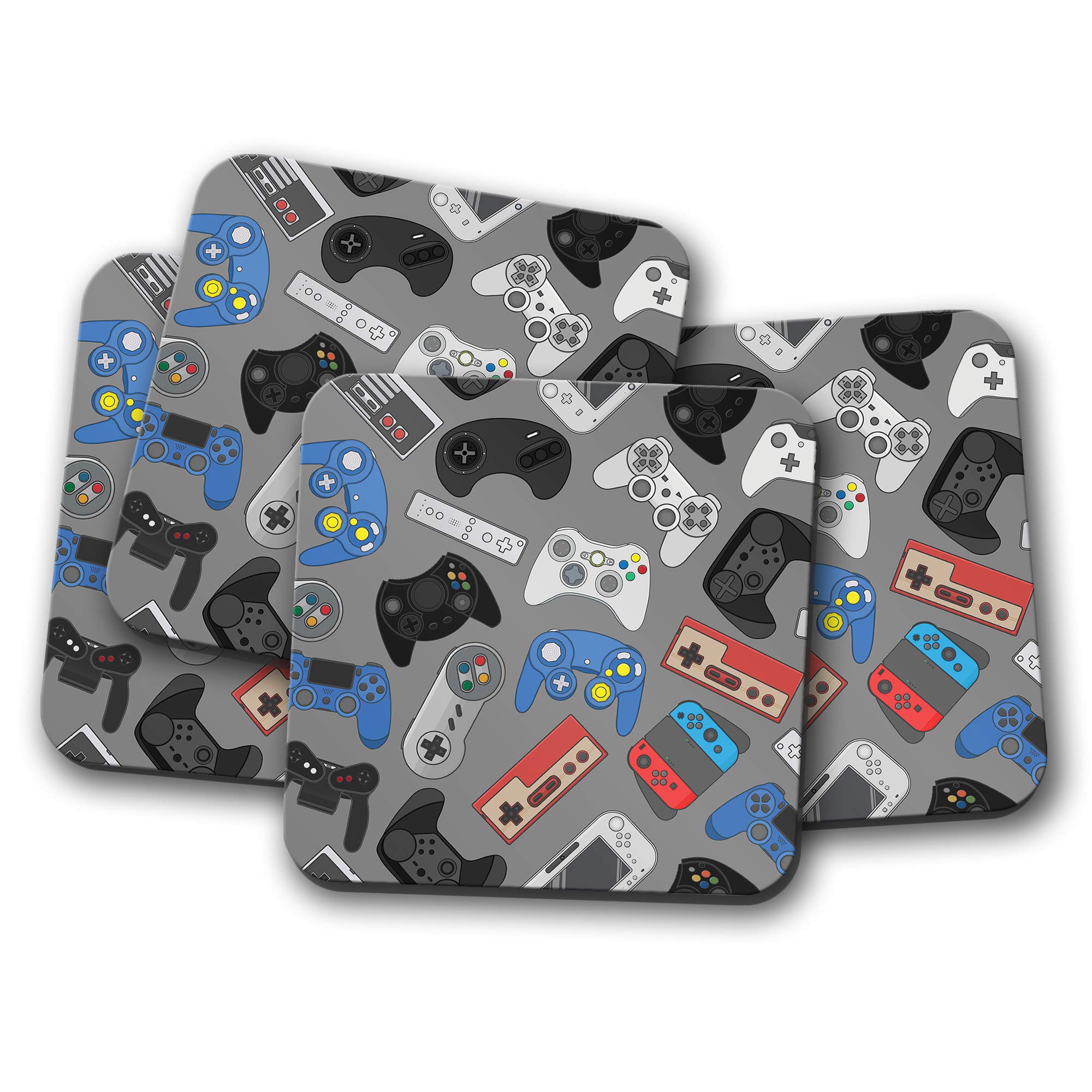 4 Set - Retro Game Controllers Coaster - Video Games Gamer Geek Fun ...