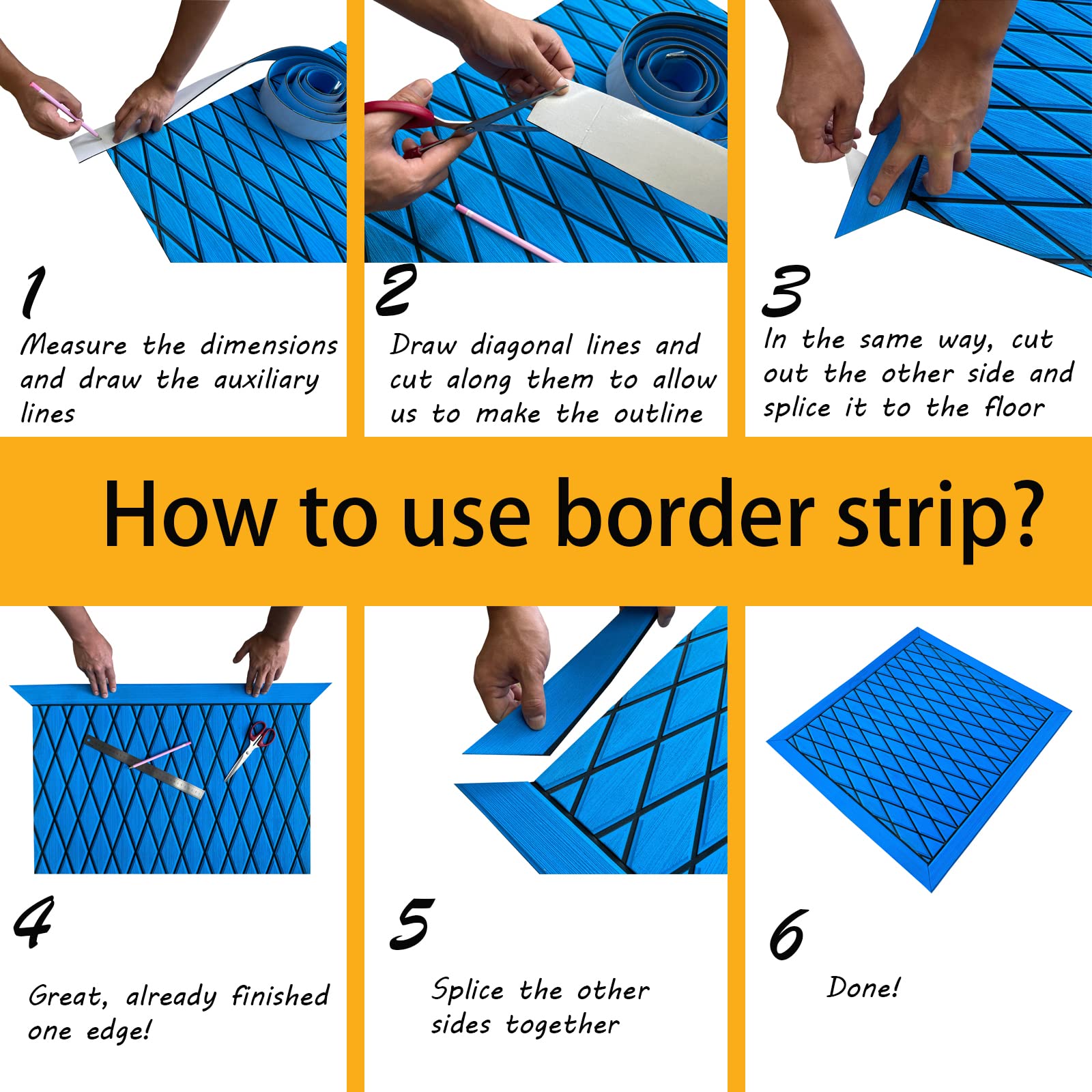 Snapklik.com : KXKZREN EVA Foam Border Strips For Diamond Boat Flooring ...