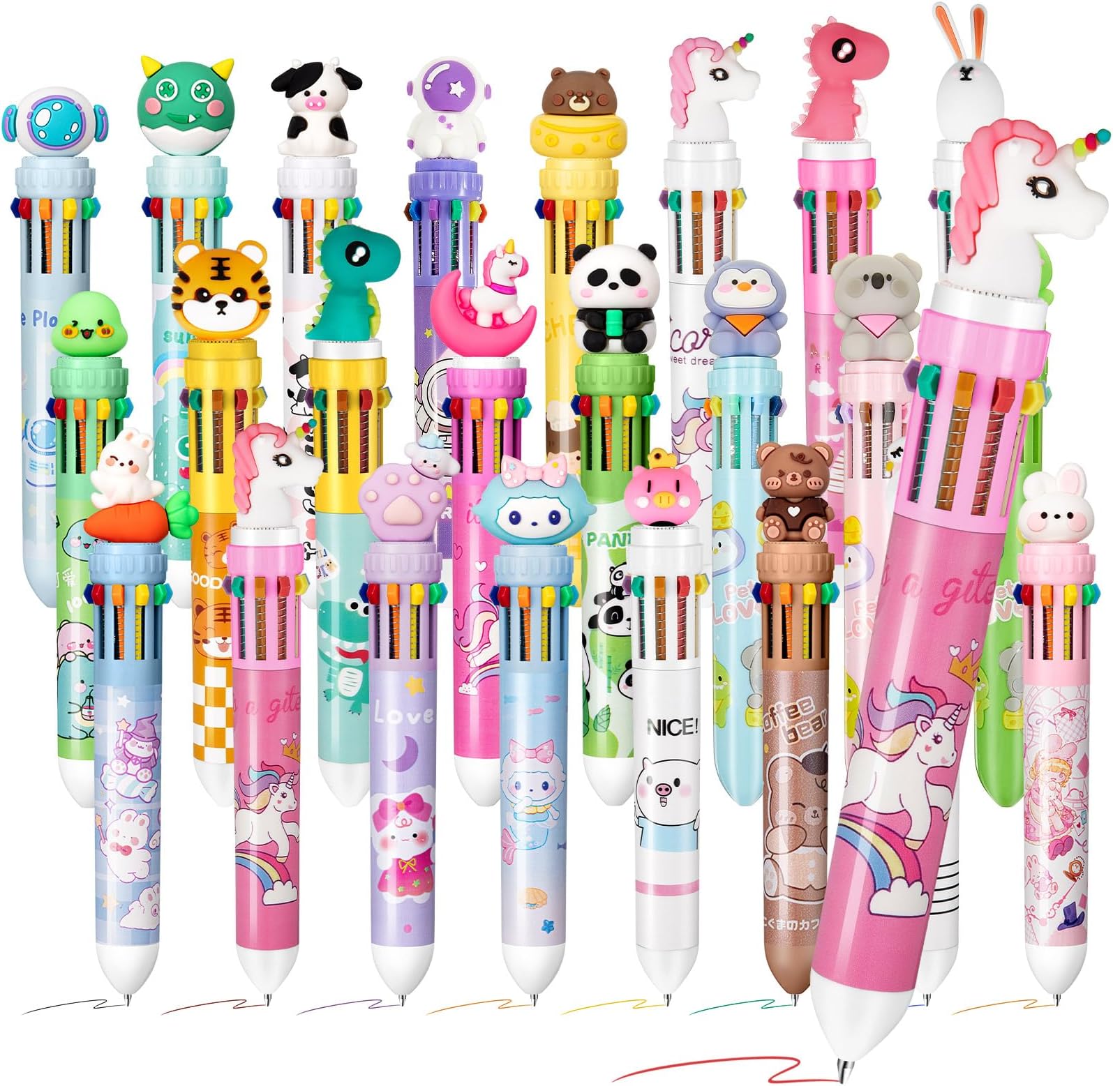 Amazon.com : 12pcs Animal Pens Plush Pens Ballpoint Pens Cartoon Fluffy ...