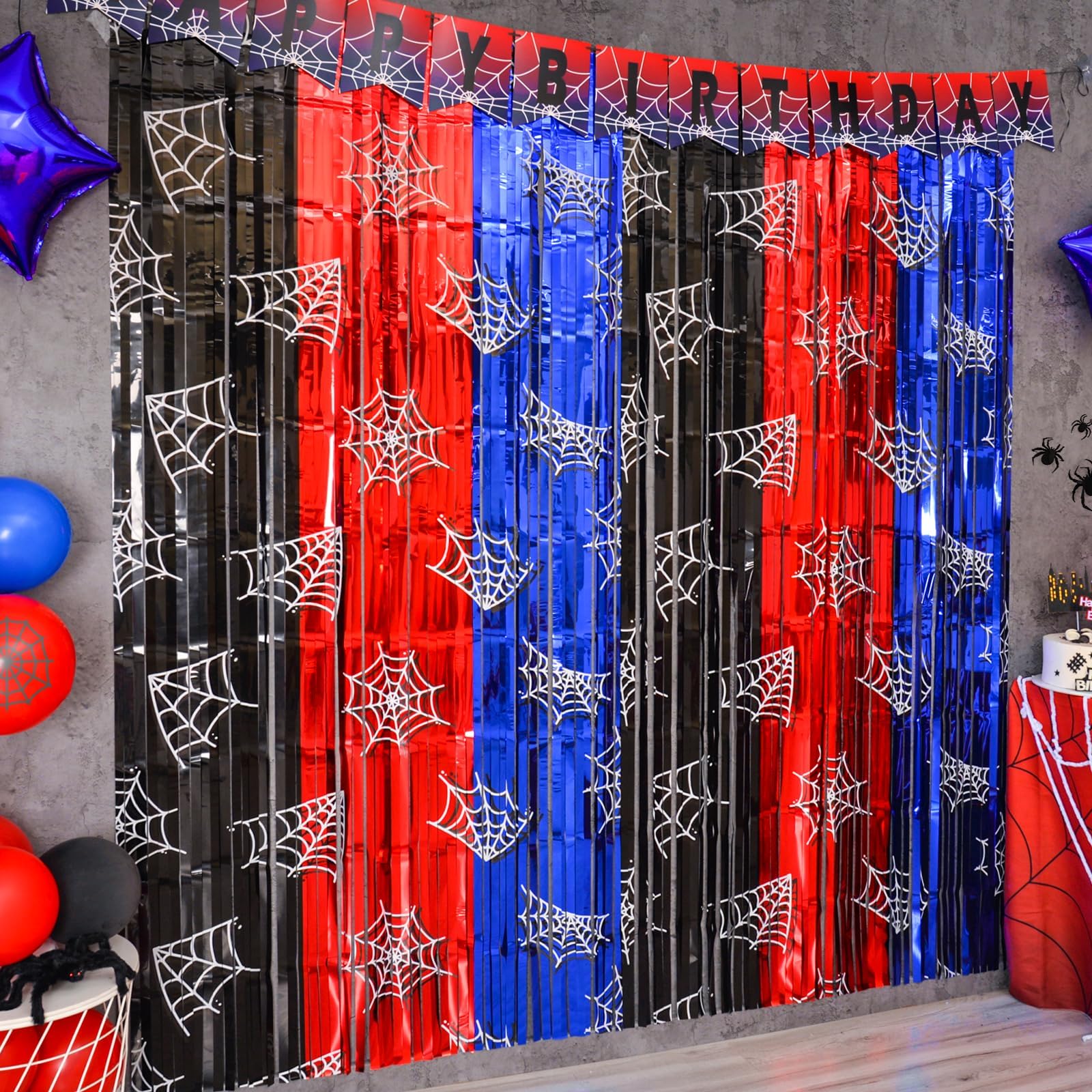 Amazon.com : Bupelo Spider Web Birthday Decorations, 2 Pack Spider ...