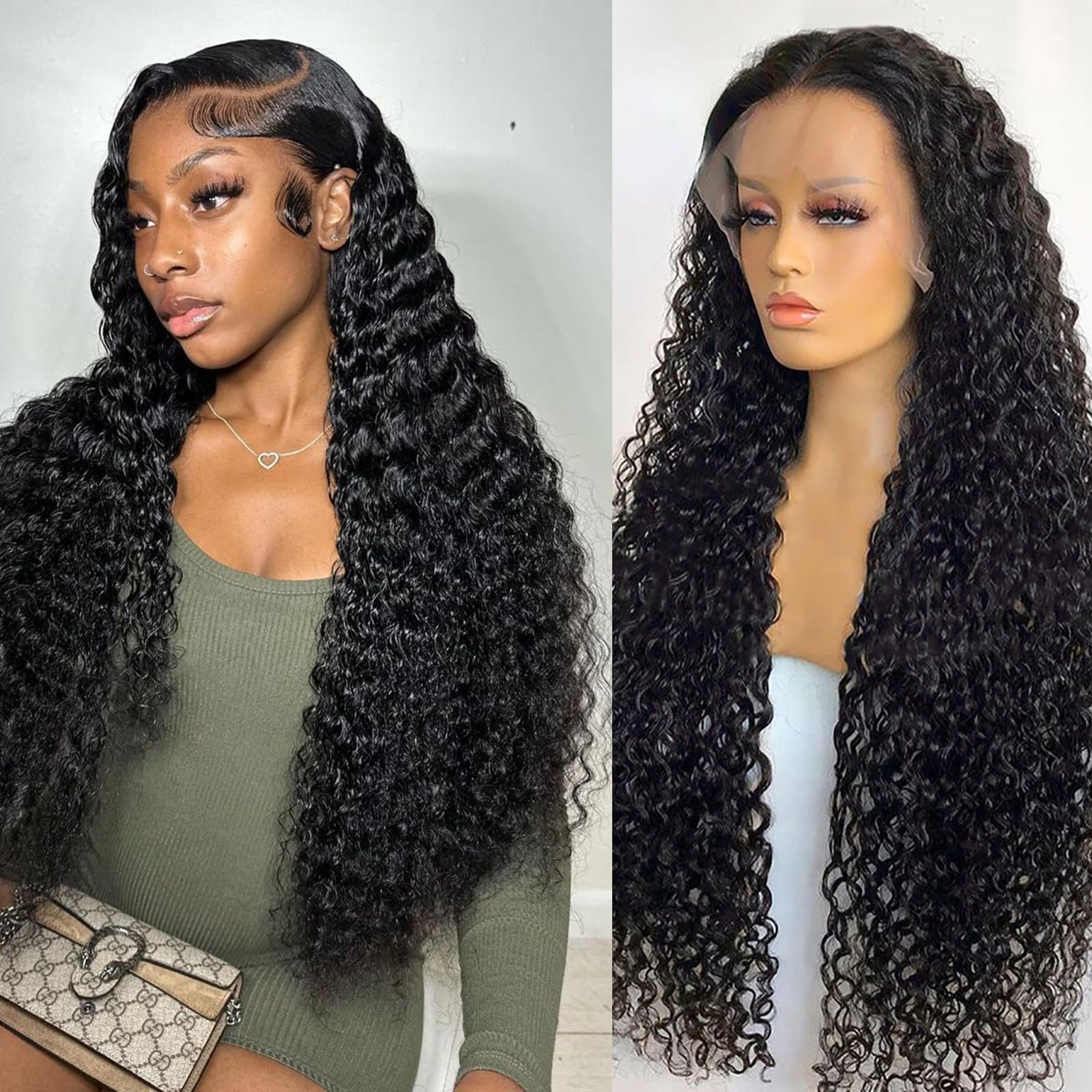 Amazon.com : WBTH 13x6 Deep Wave Lace Front Wigs Human Hair 24inch Deep ...