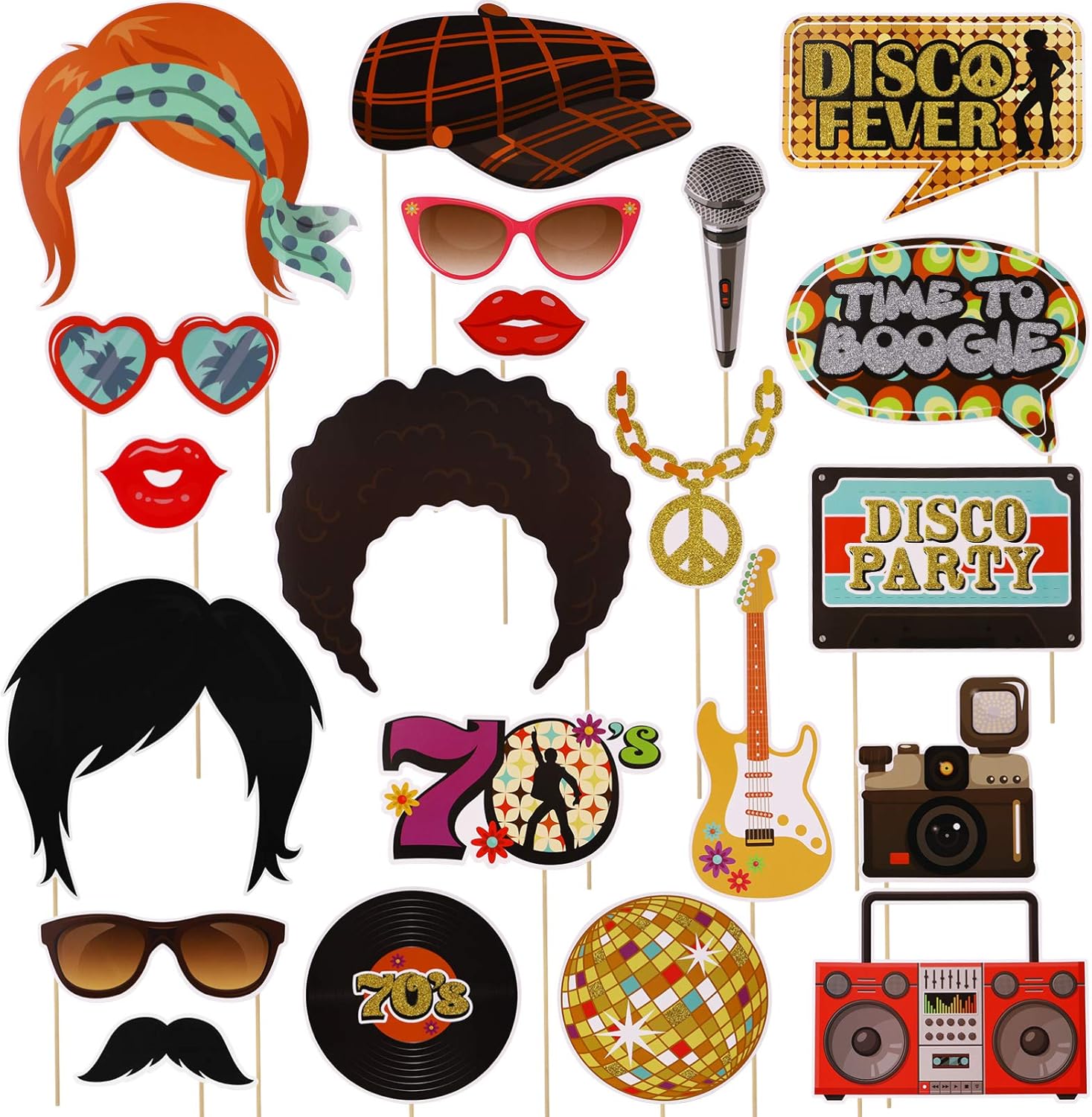 PRETYZOOM 1970s Party Photo Booth Props Disco Australia | Ubuy