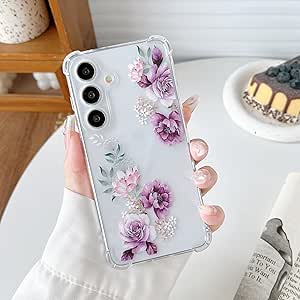 DEFBSC Soft Case Compatible with Samsung Galaxy A35 5G, Clear Floral Flower Pattern Print Design ...