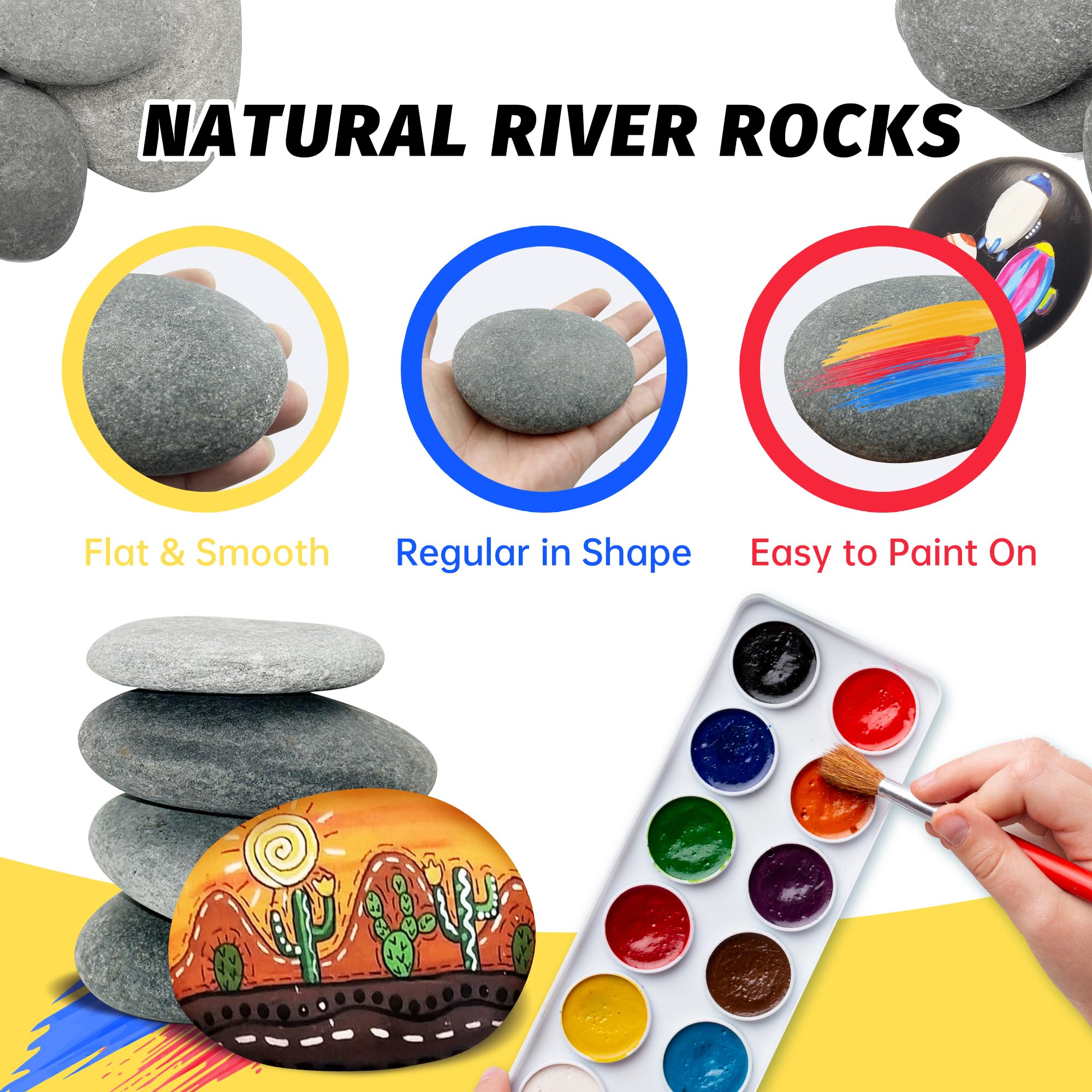 Snapklik.com : 24 PCS Large Rocks For Painting, 2.2-3.5 Inches Natural ...