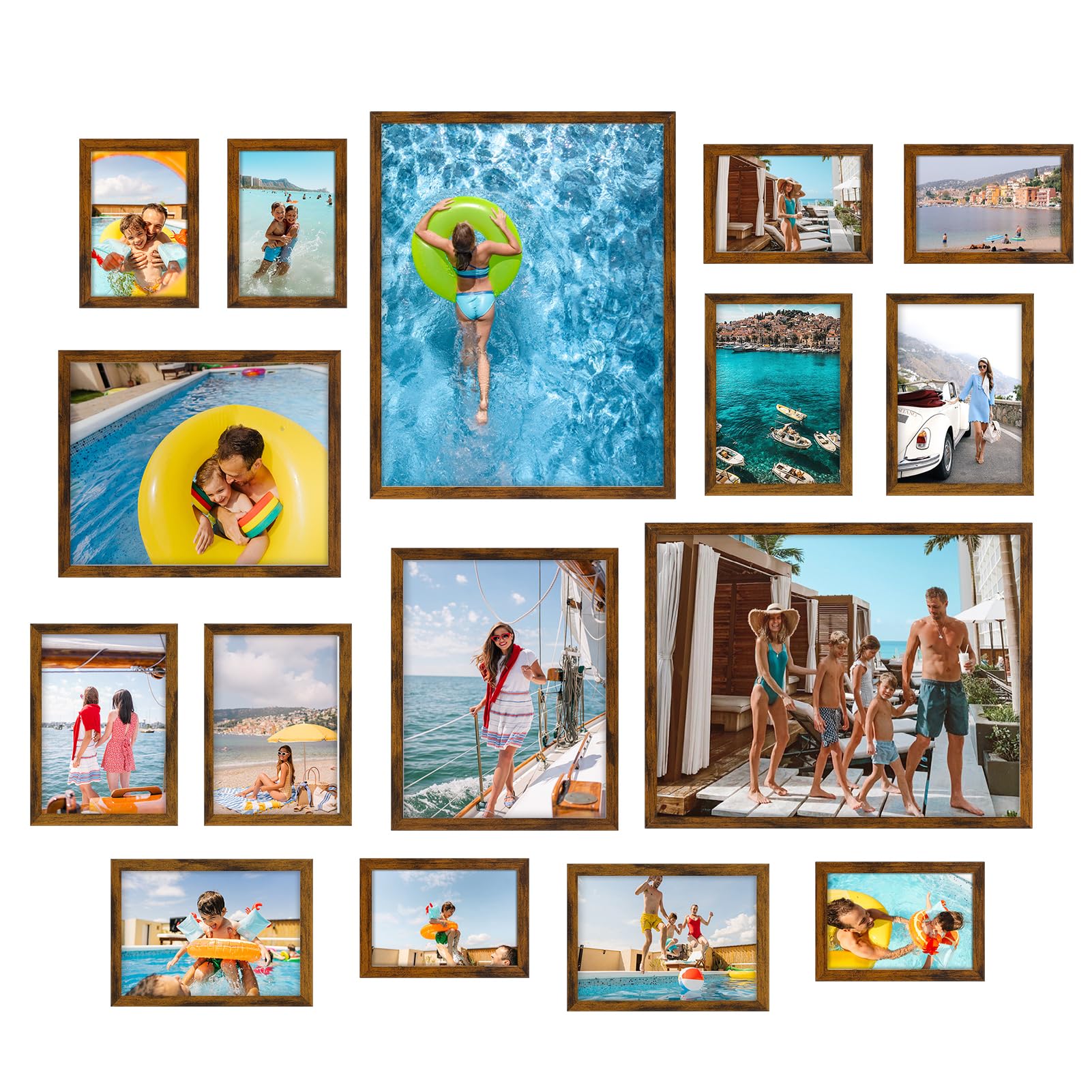 Amazon.com - Giftgarden 16 Pack Brown Picture Frames for Multi Sizes ...