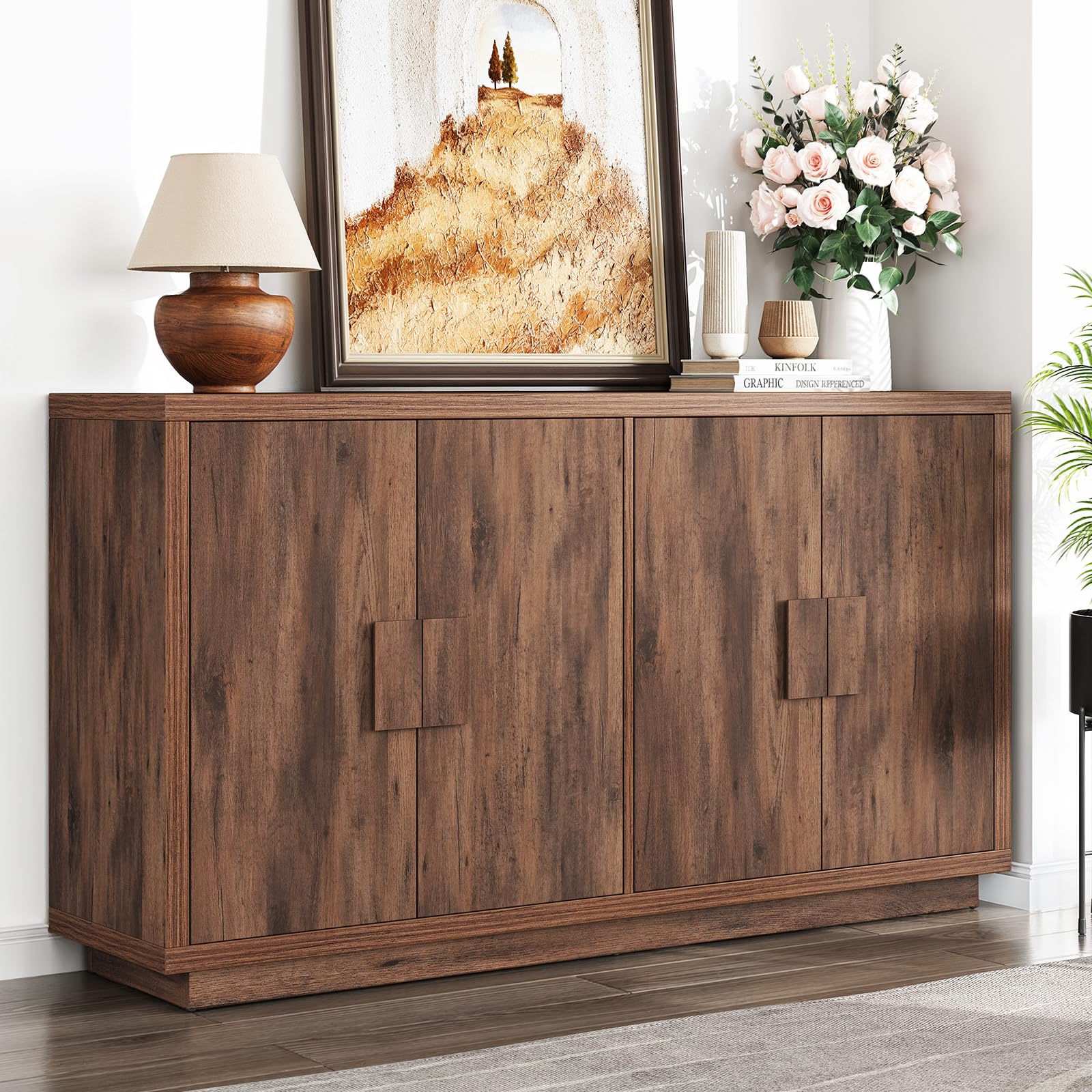 Amazon.com - ONBRILL Buffet Cabinet with Storage, 63" Sideboard Cabinet ...