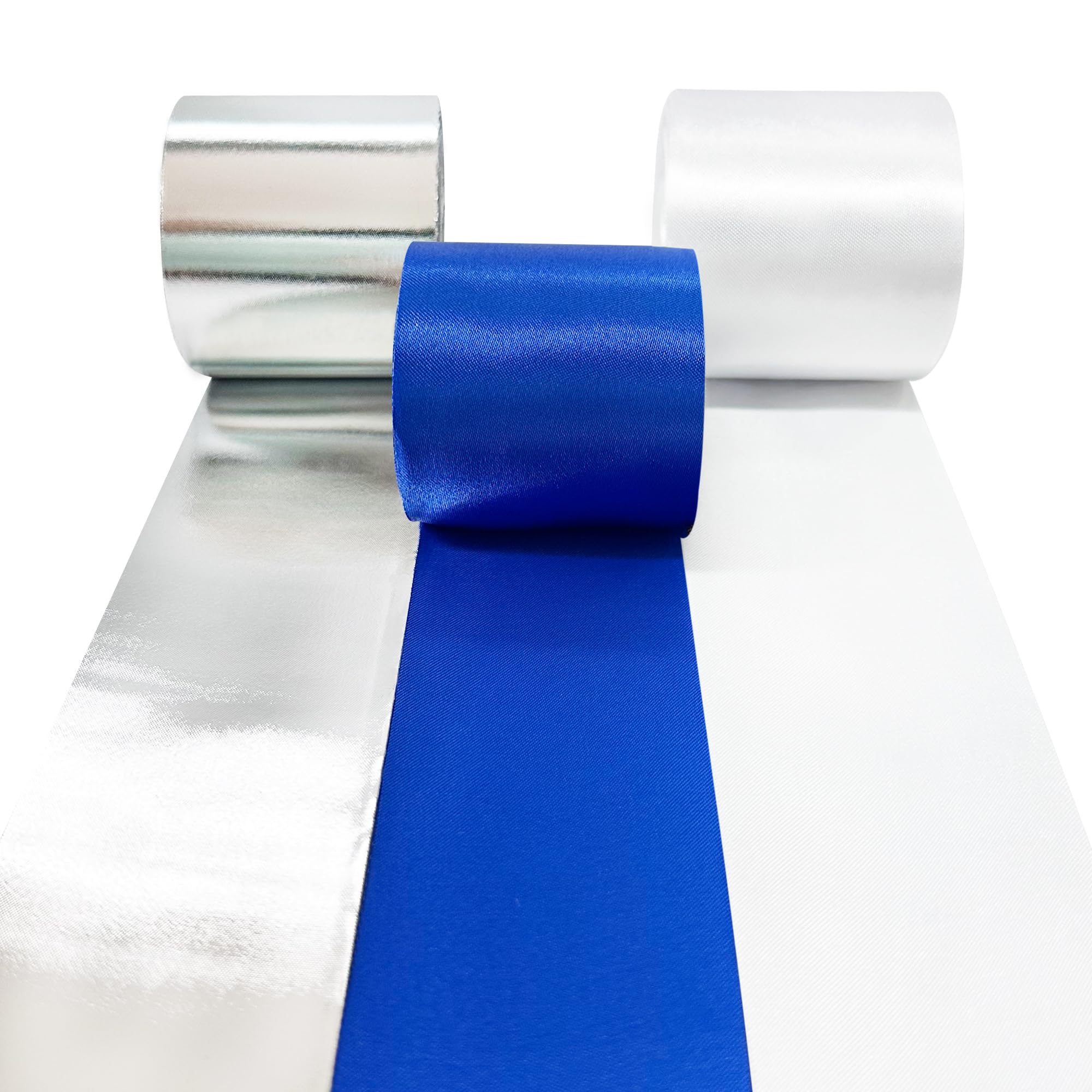 Amazon.com: Silver Blue White Satin Ribbon 65.7Yd×1.97" Wide Navy White ...