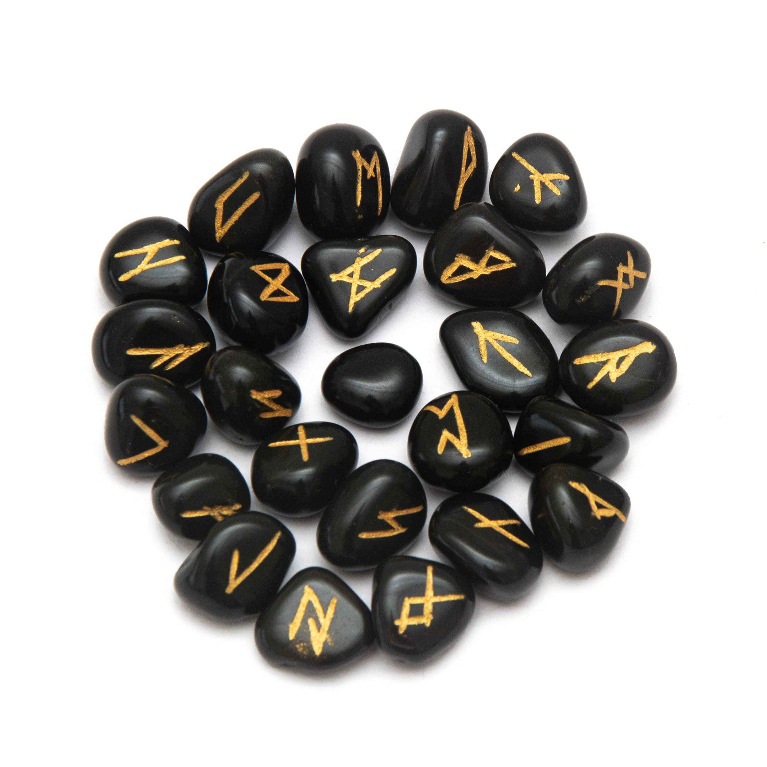 Arham Crystal Black Agate Runes Stone Set With Velvet Pouch ...