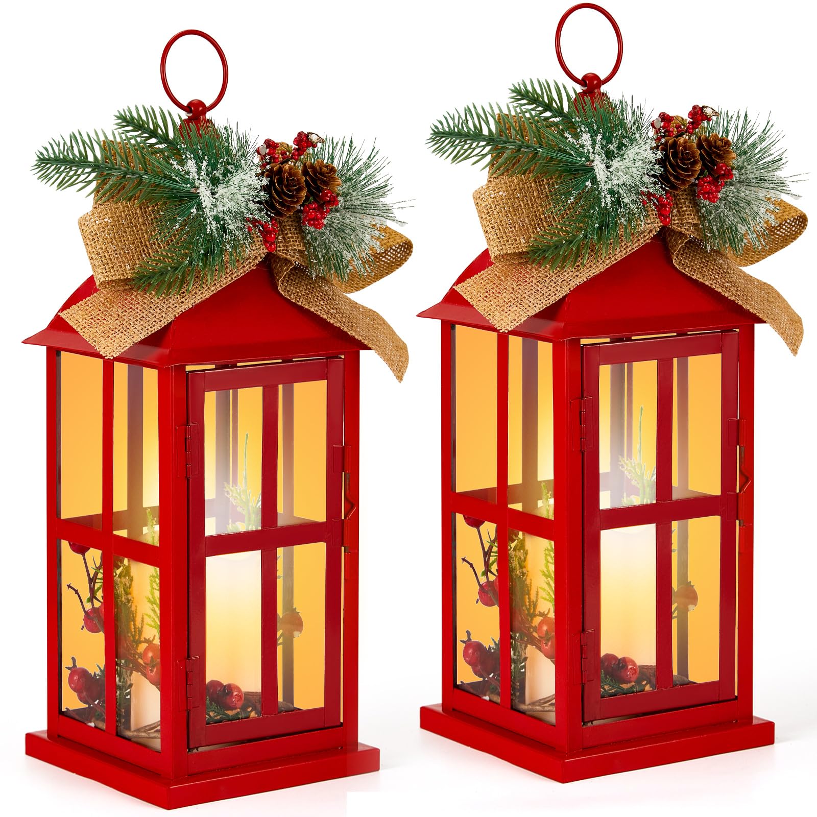 Amazon.com: Baquler 2 Pcs Christmas Candle Lantern Decorative Hanging ...