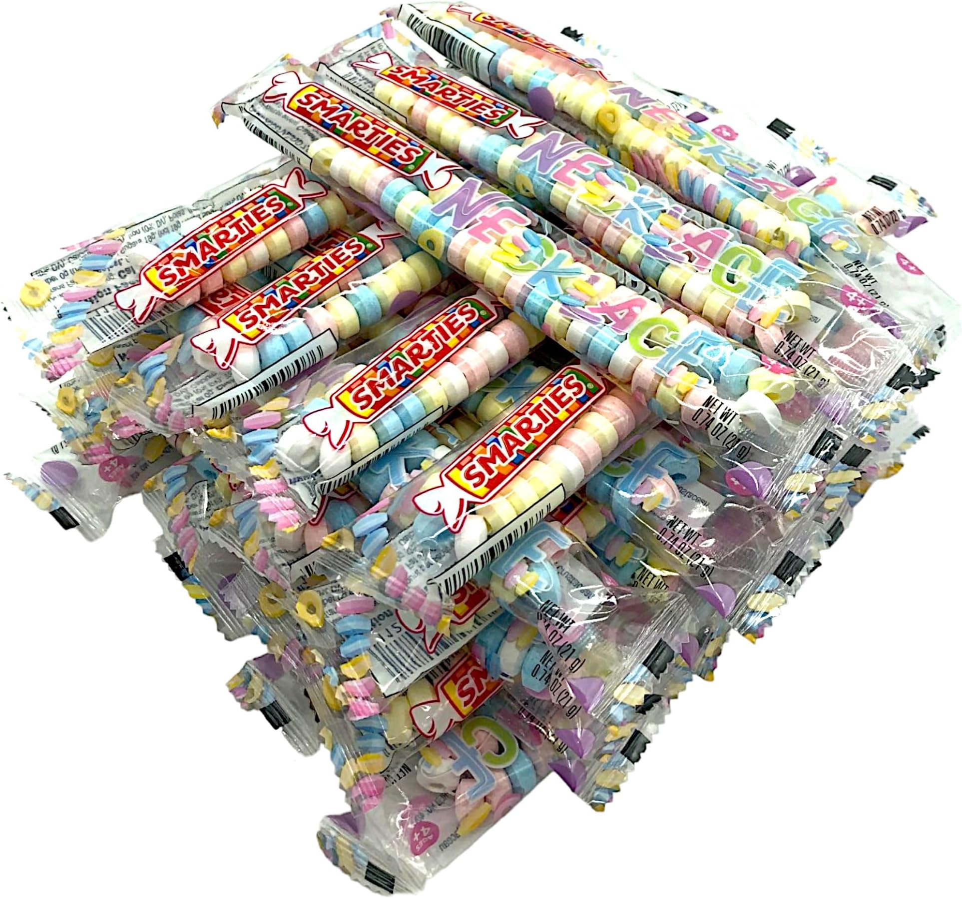 Amazon.com : Nostalgic Pastel Smarties Candy Necklace-1.5 Individually ...