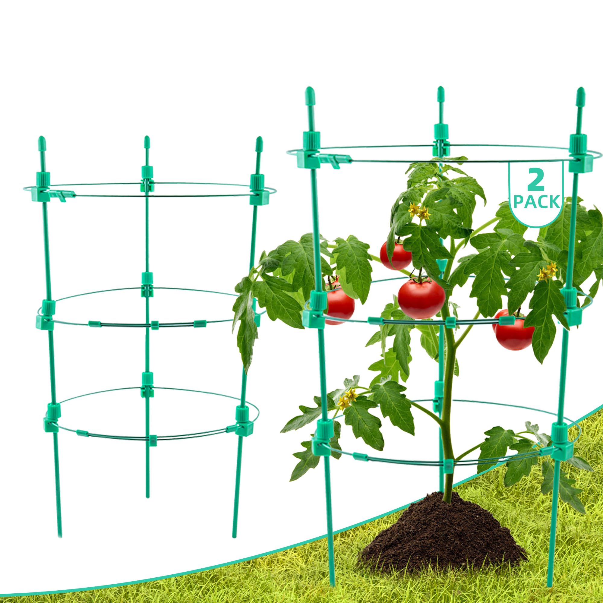Snapklik.com : CJGQ Plant Support Tomato Cages For Garden, 2 Pack 18 ...