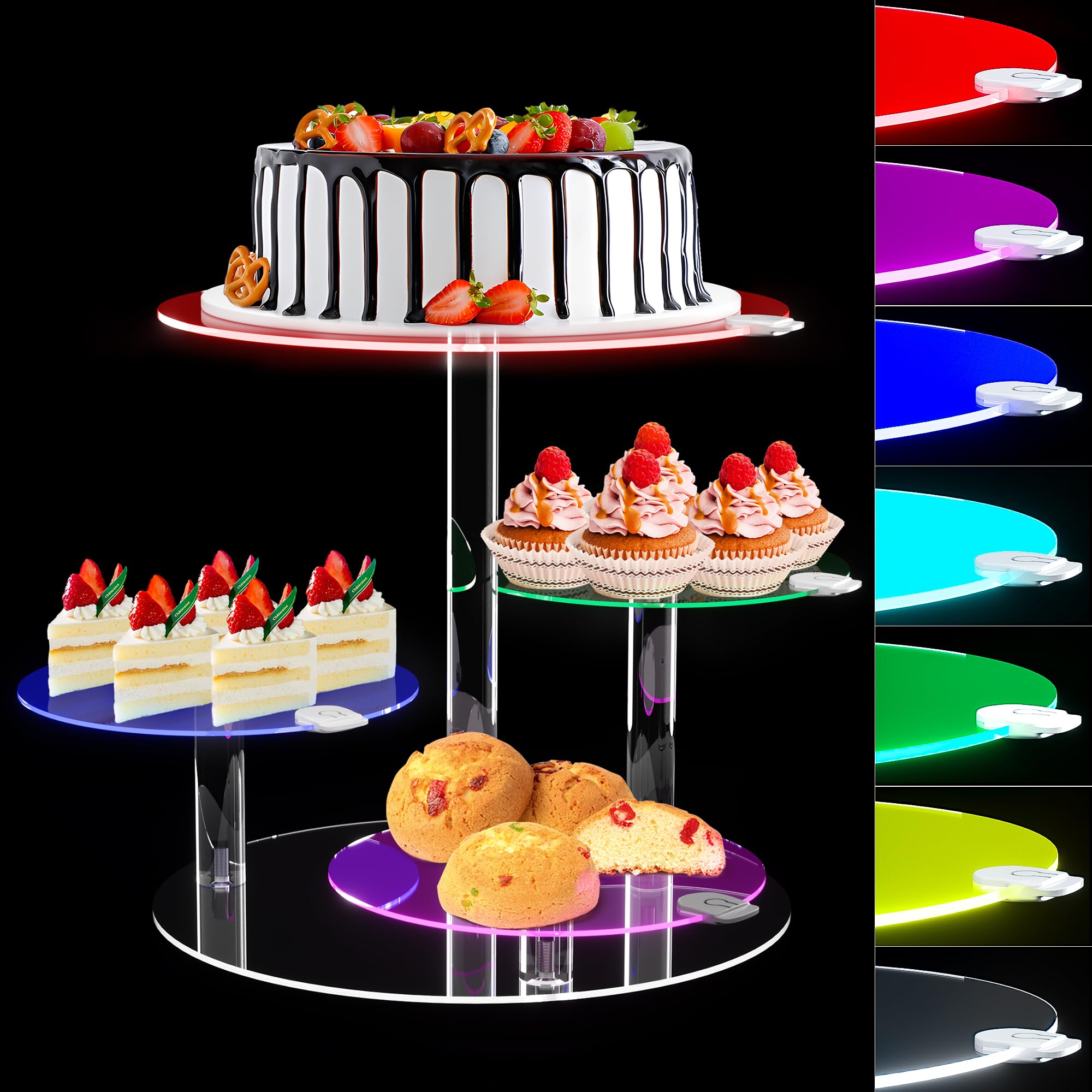 Amazon.com: Cake Stand with Rechargable LED Light, Round Light Up ...